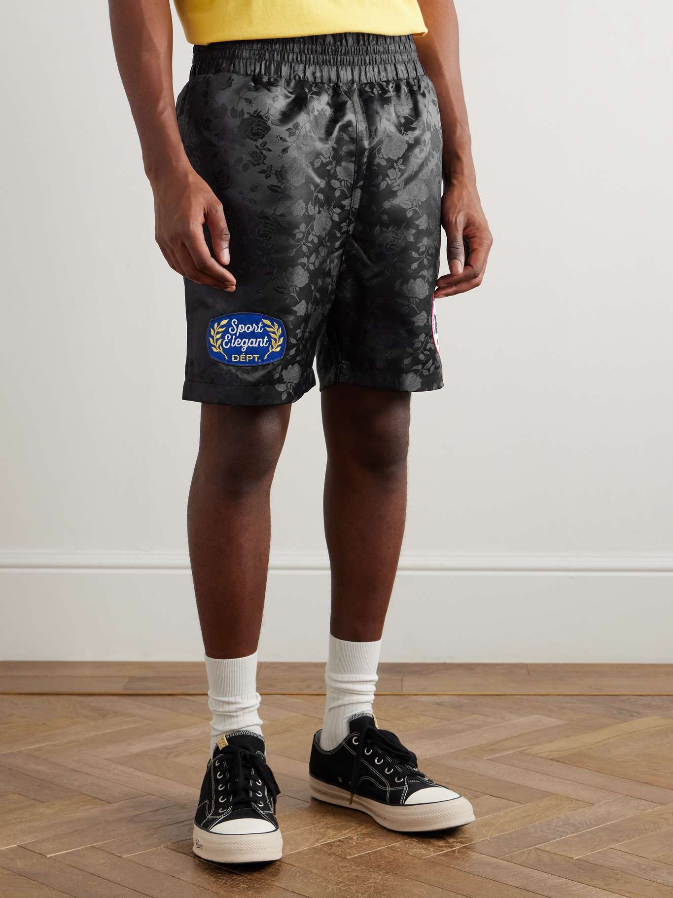 GALLERY DEPT. Boxing Straight-Leg Appliquéd Satin-Jacquard Shorts for ...