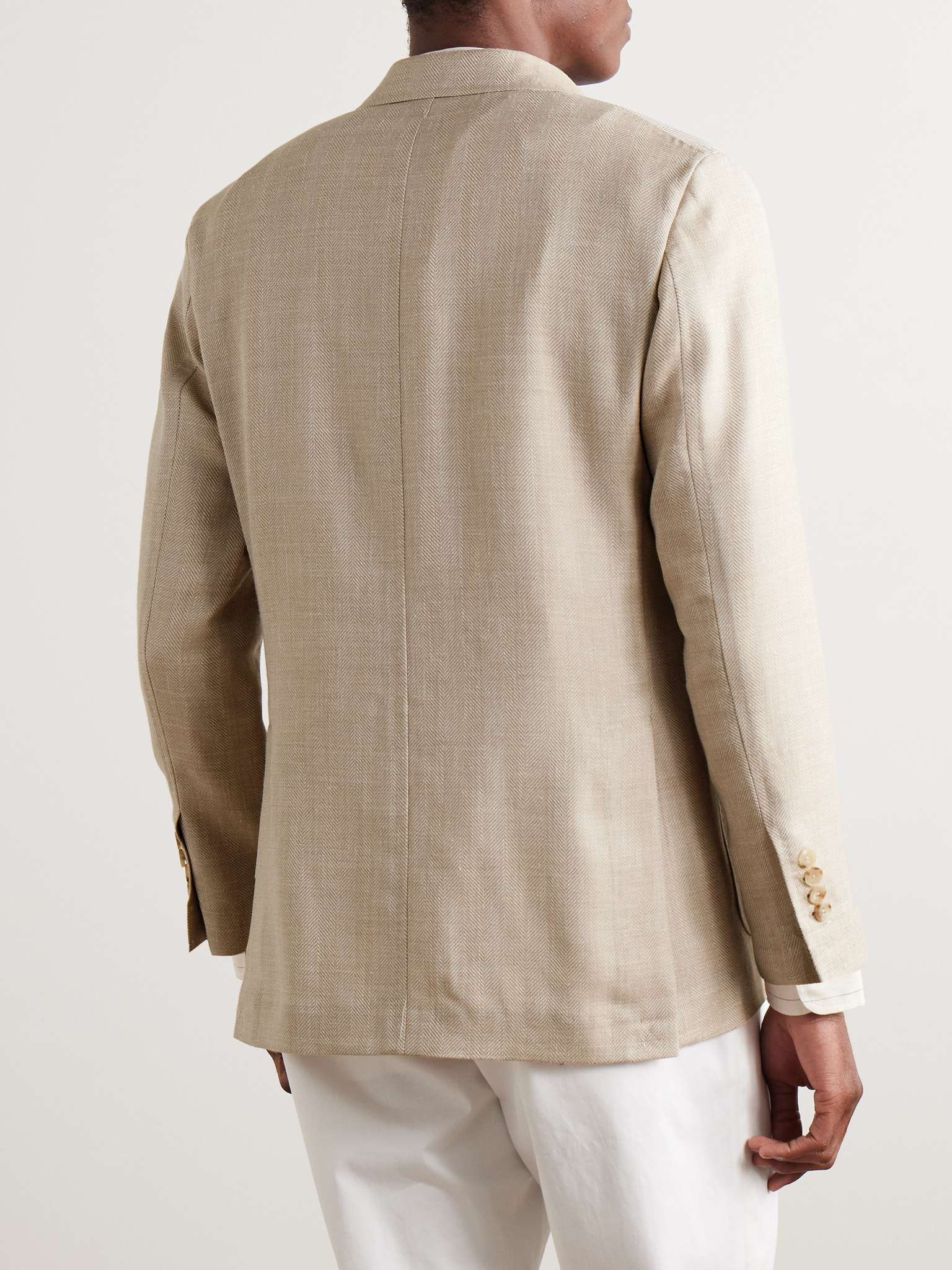 RUBINACCI Unstructured Double-Breasted Herringbone Virgin Wool, Silk ...