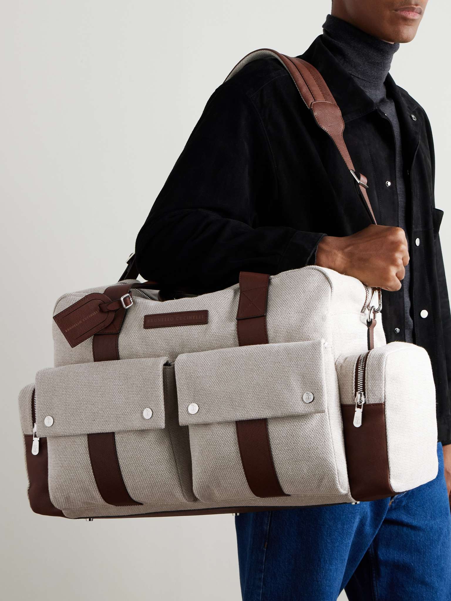 BRUNELLO CUCINELLI Leather-Trimmed Canvas Weekend Bag for Men | MR PORTER