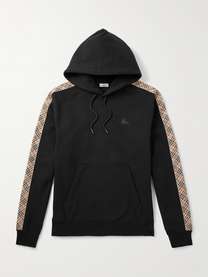 BURBERRY Checked Logo-Embroidered Cotton-Jersey Hoodie for Men | MR PORTER