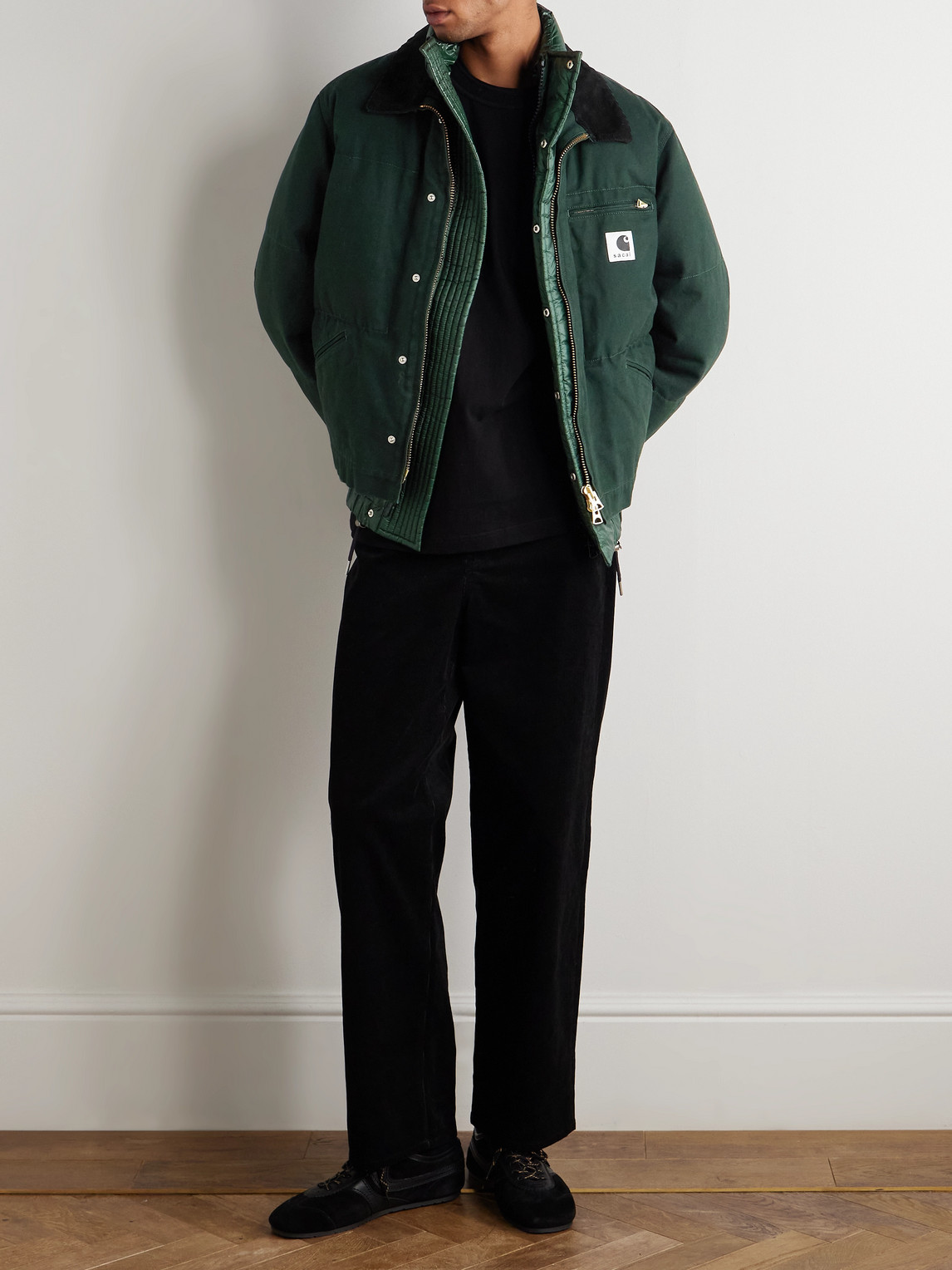 Sacai Carhartt Logo-appliquéd Shell And Corduroy-trimmed Cotton-canvas ...