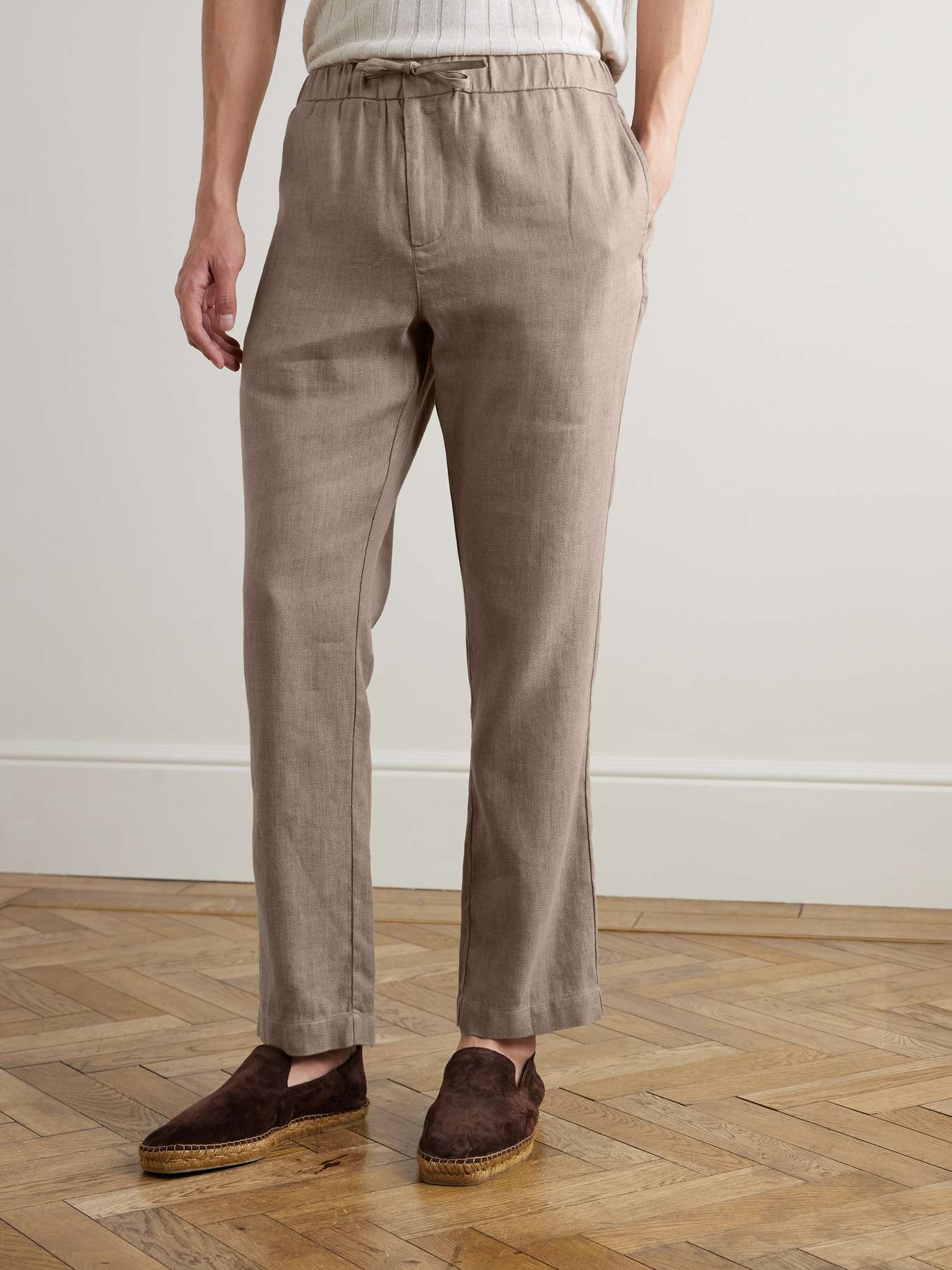 FRESCOBOL CARIOCA Oscar Straight-Leg Linen and Cotton-Blend Drawstring ...
