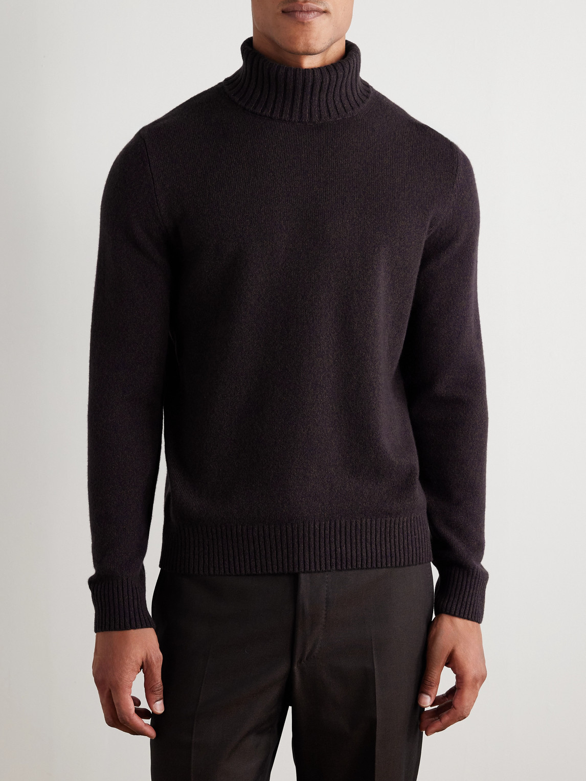 De Petrillo Wool And Cashmere-blend Rollneck Sweater In Brown | ModeSens