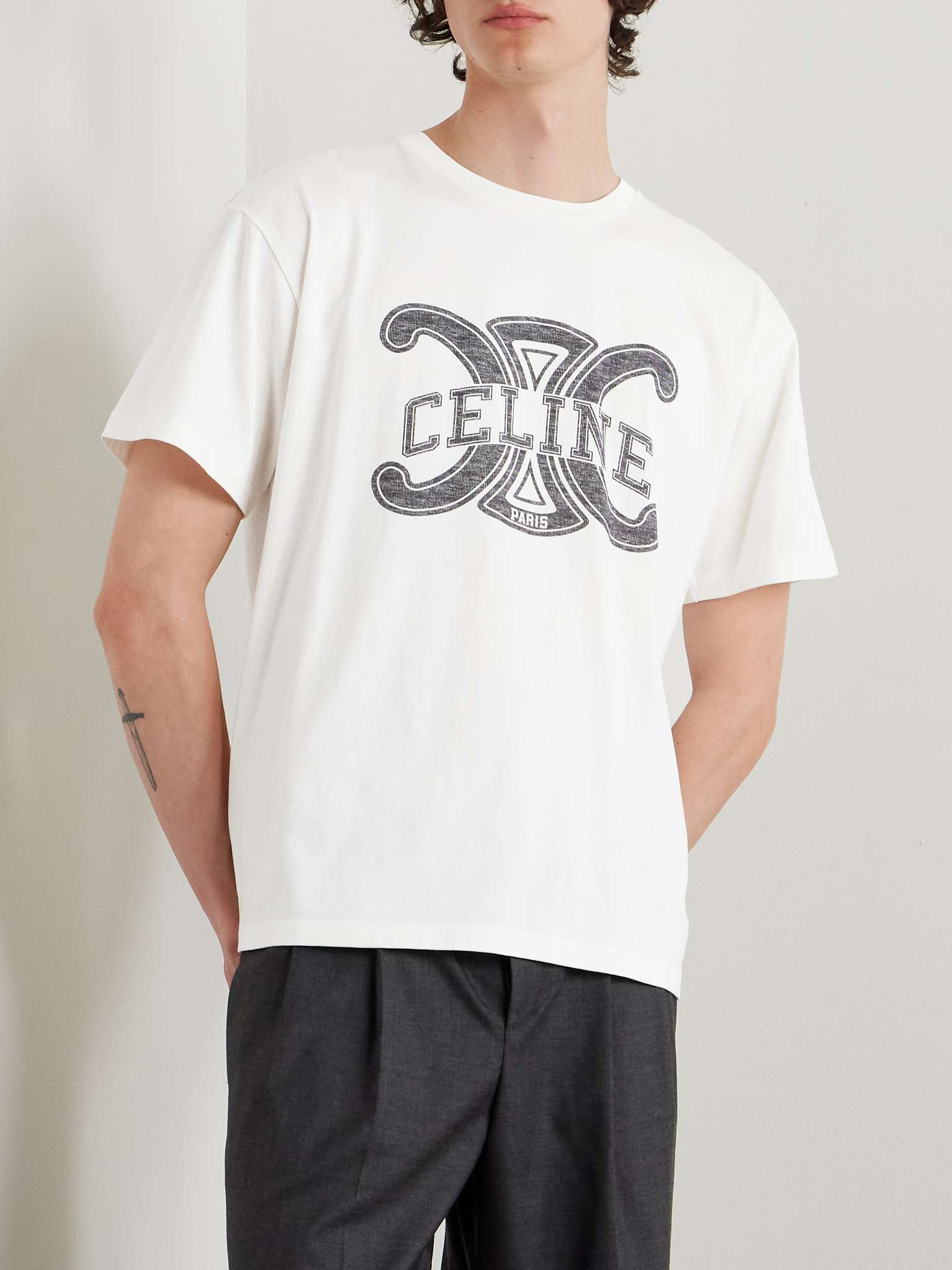 CELINE Logo-Print Cotton-Jersey T-Shirt for Men | MR PORTER
