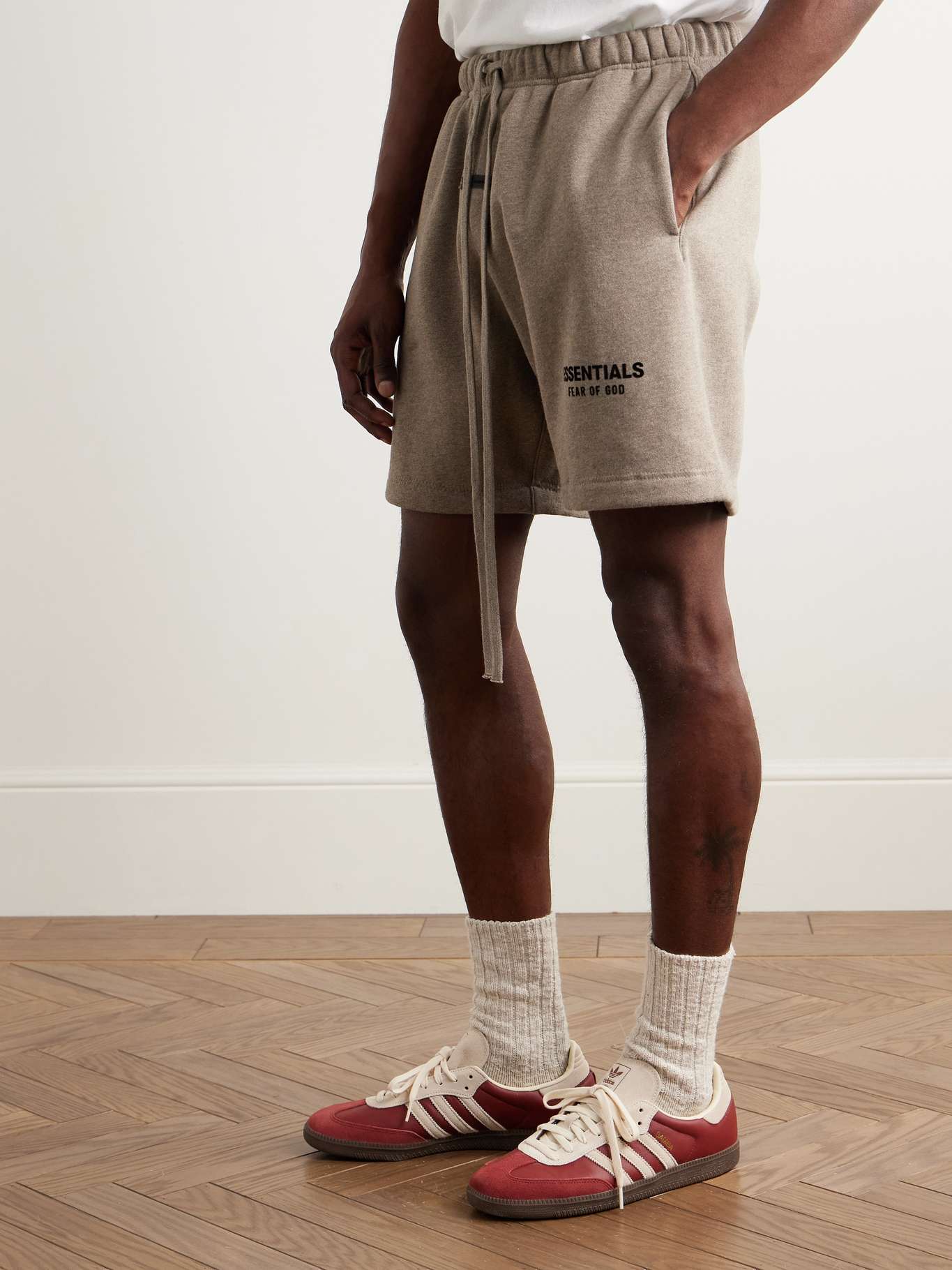 FEAR OF GOD ESSENTIALS Straight-Leg Logo-Appliquéd Cotton-Blend Jersey ...