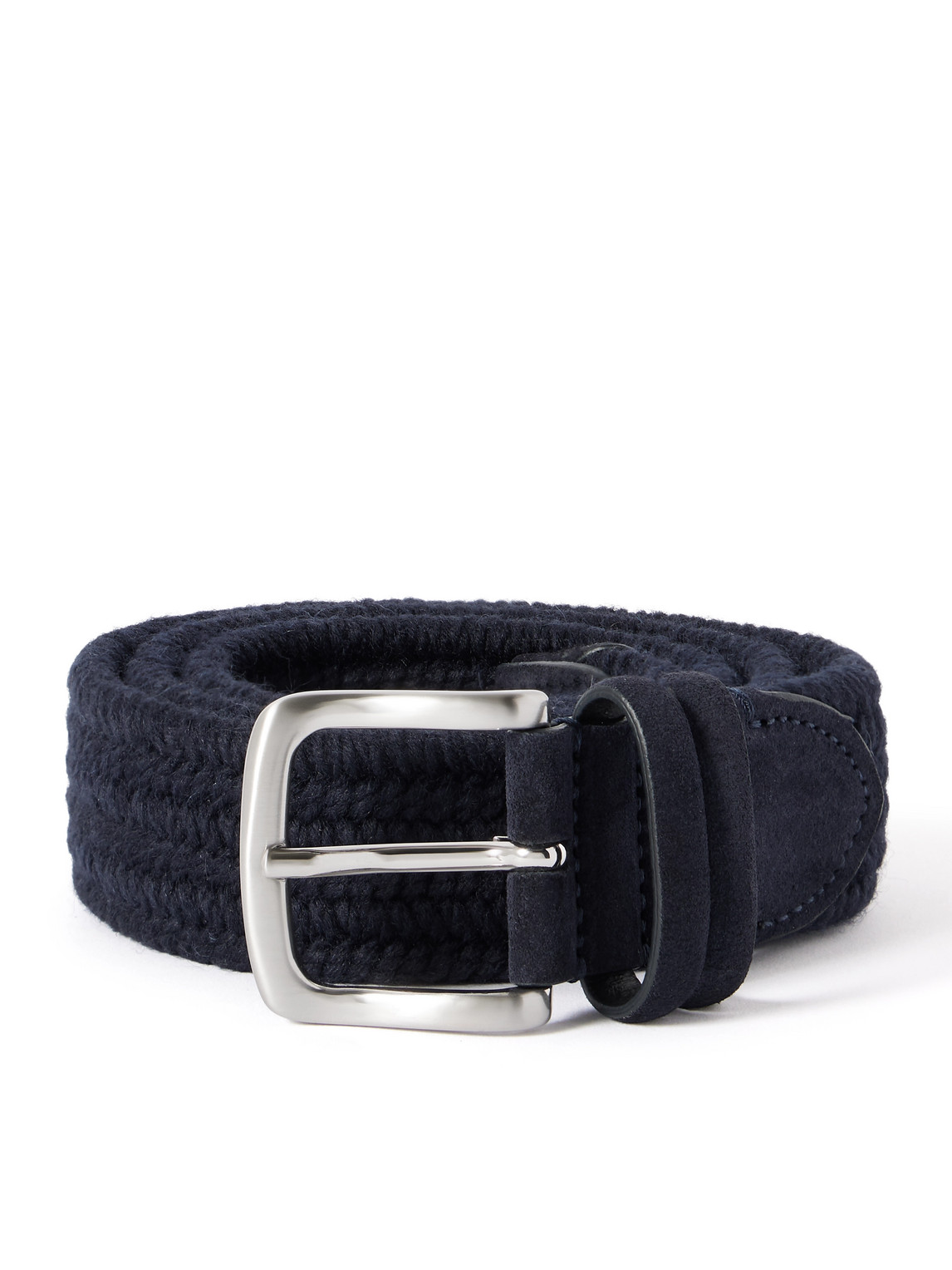 Mr P. - 3.5cm Suede-Trimmed Woven Belt - Curated Menswear
