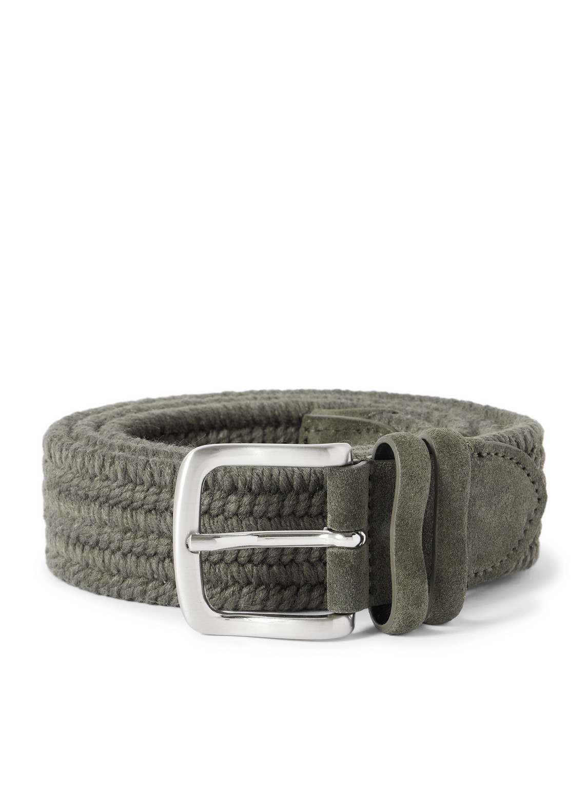 Mr P. - 3.5cm Suede-Trimmed Woven Belt - Curated Menswear