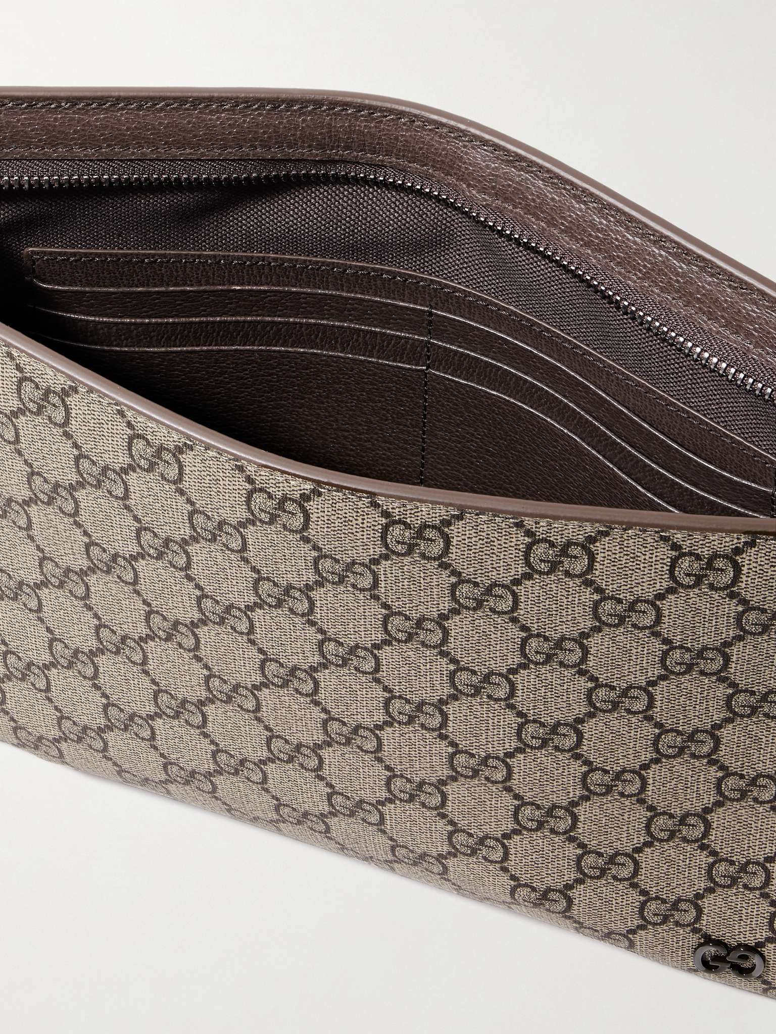 GUCCI Leather-Trimmed Monogrammed Coated-Canvas Pouch for Men | MR PORTER