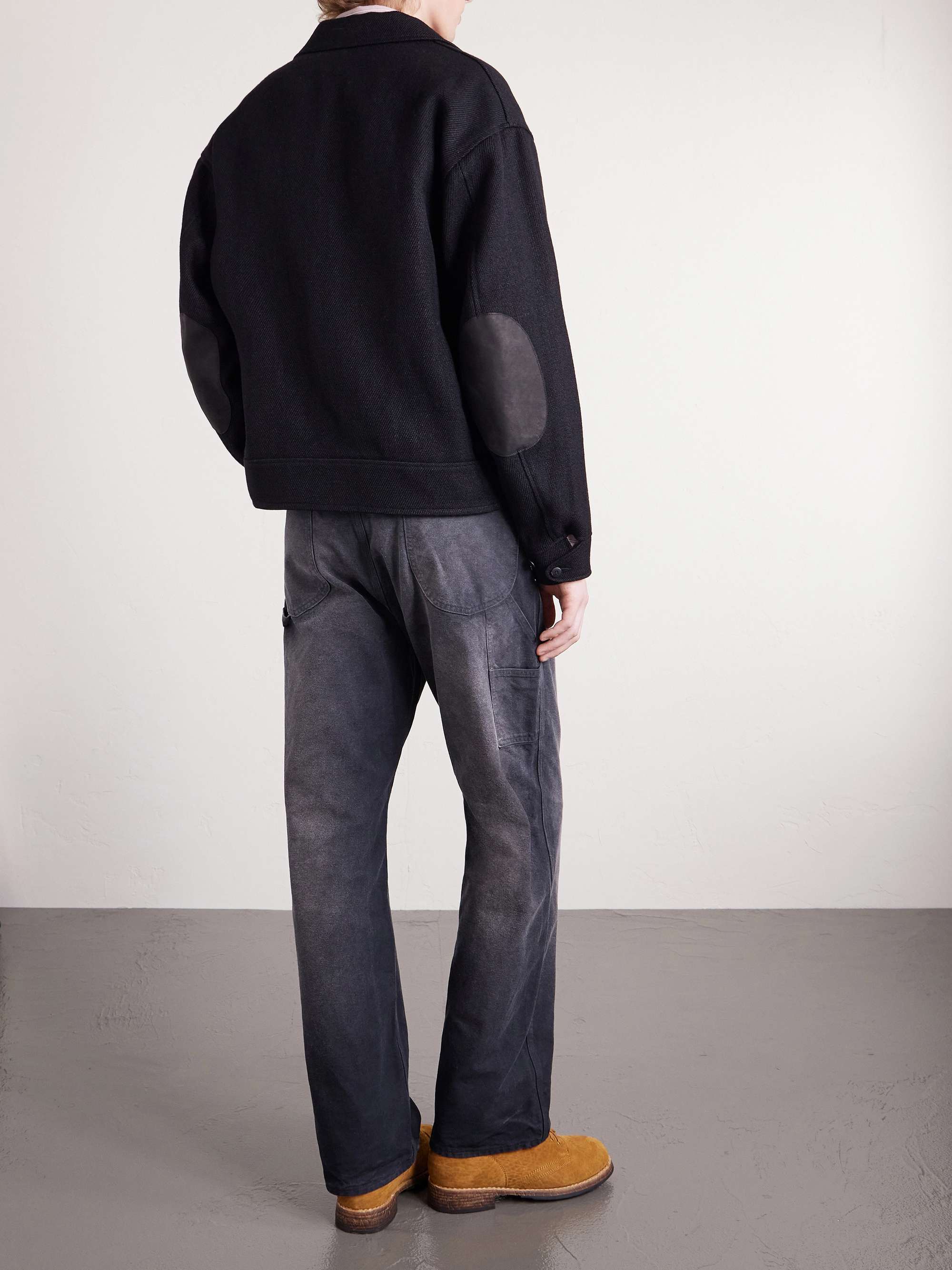 VISVIM Strato Leather-Trimmed Linen and Wool-Blend Twill Jacket for Men ...