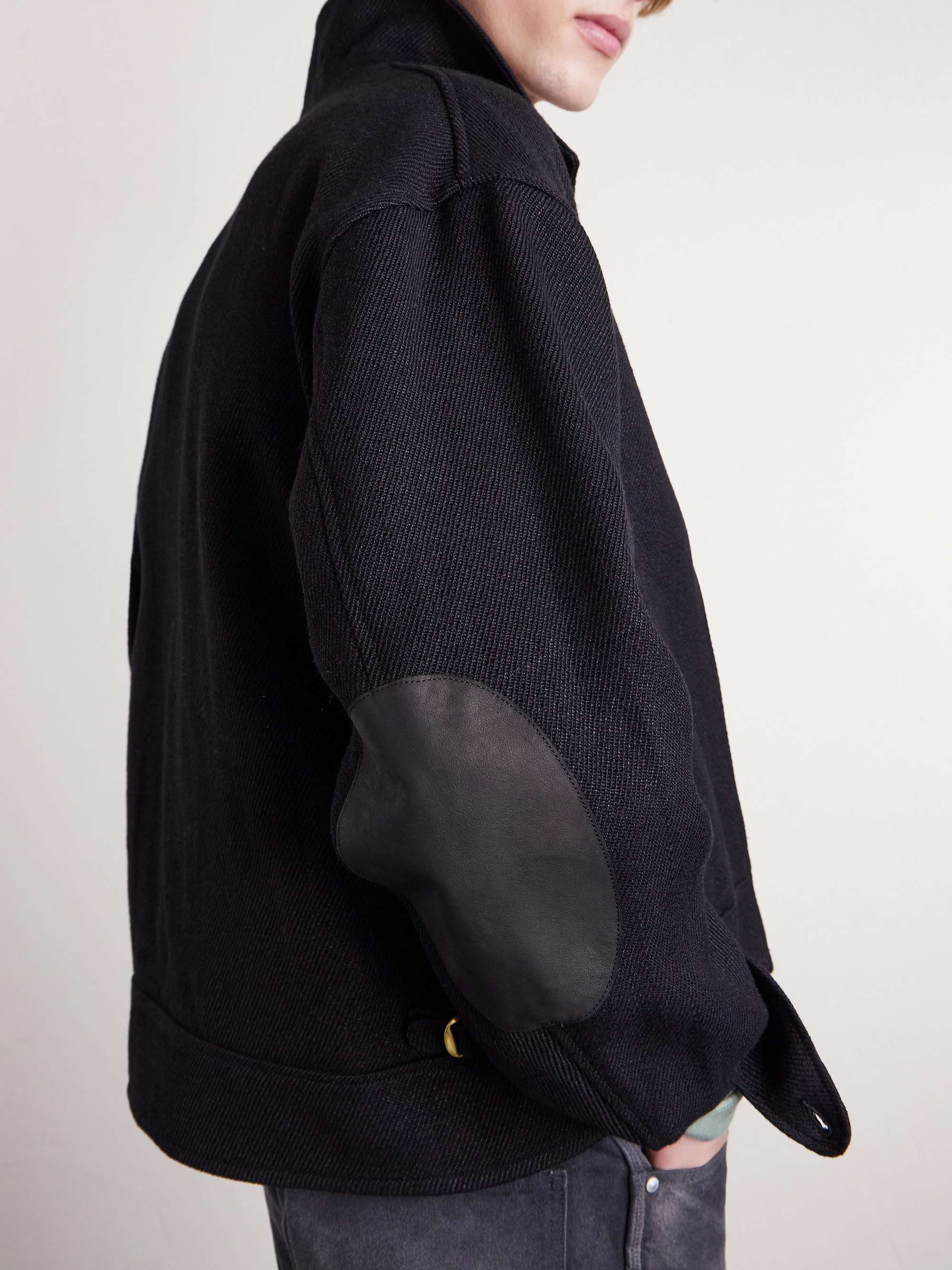 VISVIM Strato Leather-Trimmed Linen and Wool-Blend Twill Jacket for Men ...