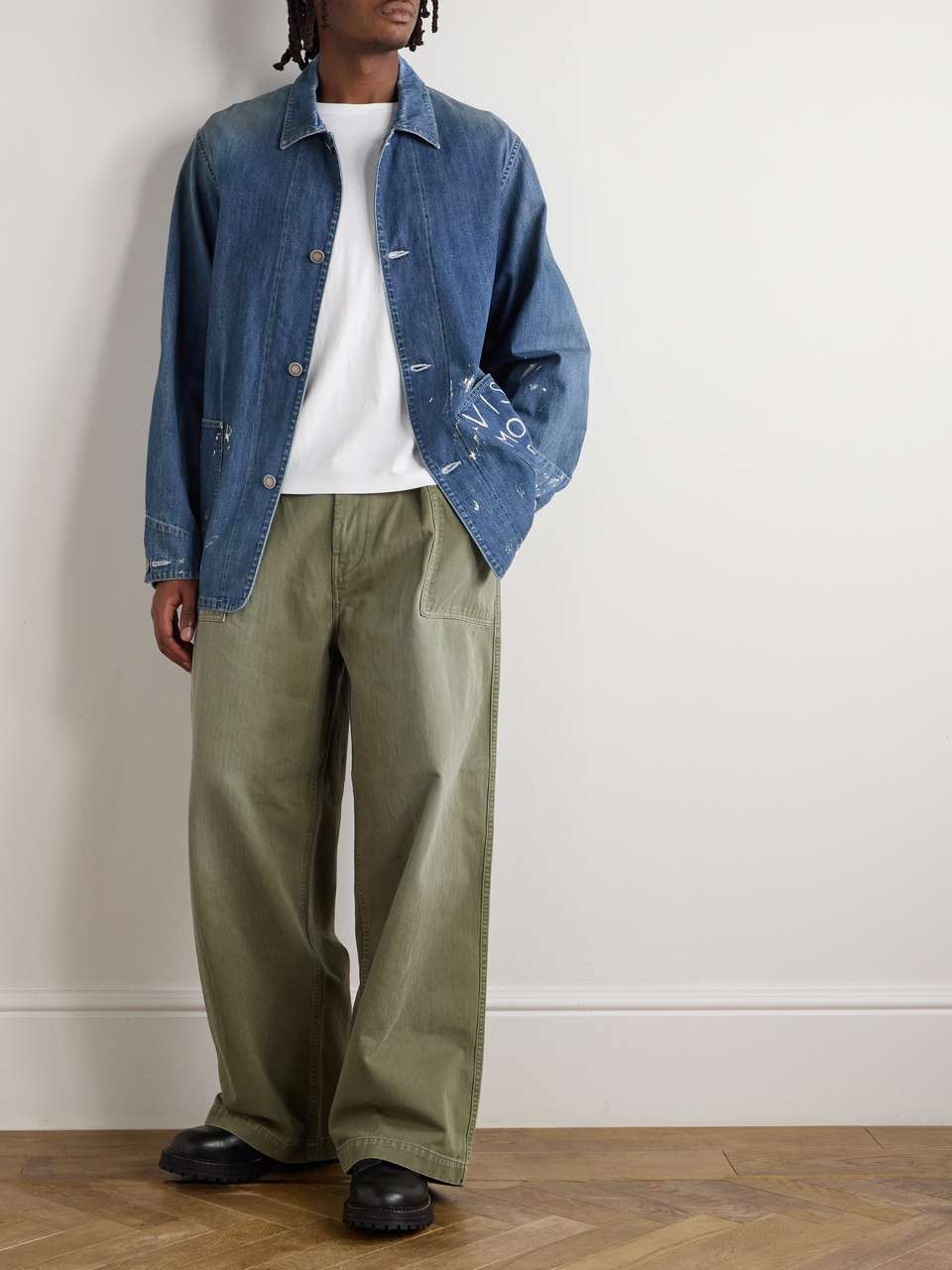 VISVIM Paint-Splattered Denim Jacket for Men | MR PORTER