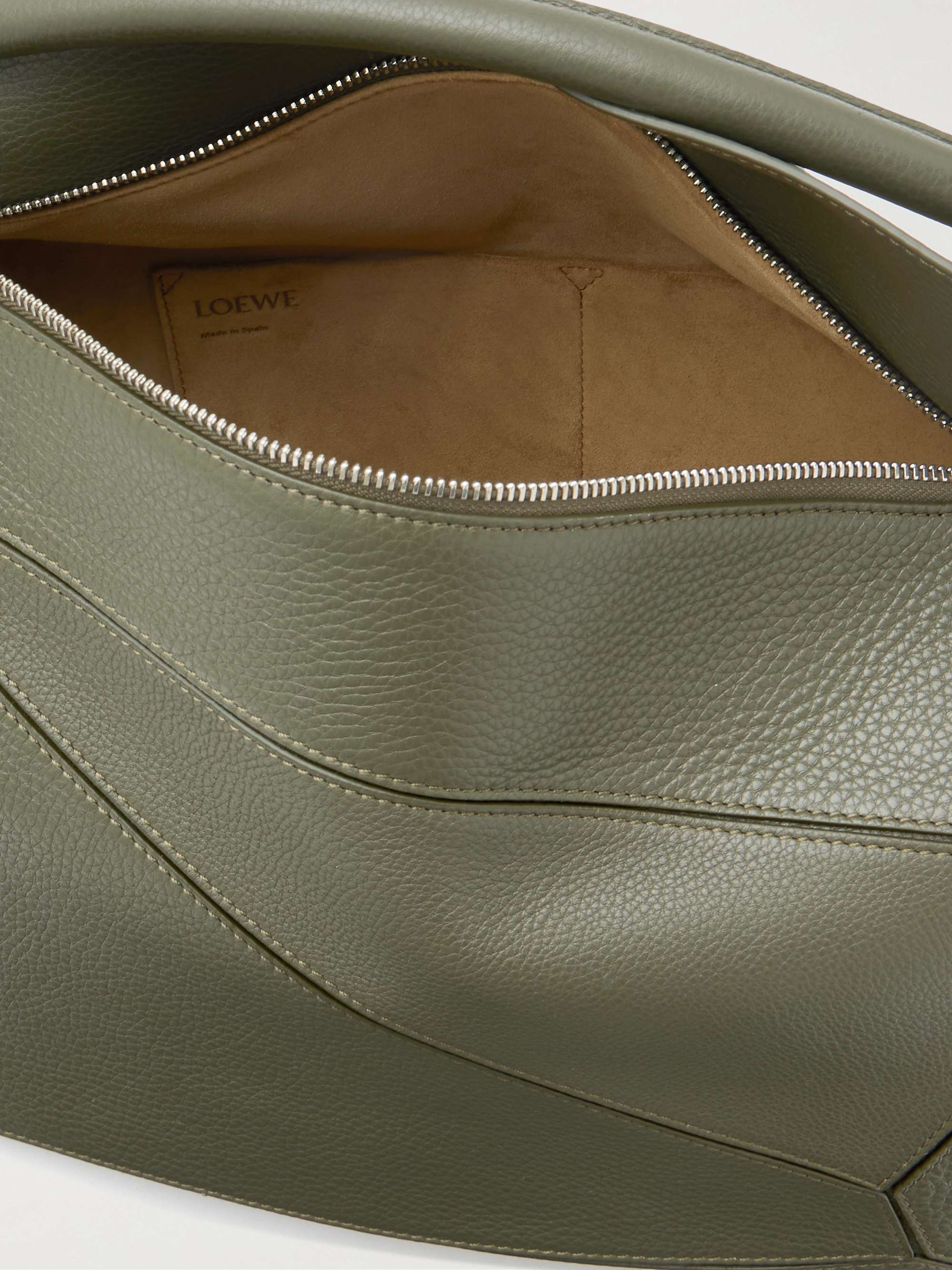 LOEWE Puzzle Edge Large Logo-Debossed Full-Grain Leather Messenger Bag ...