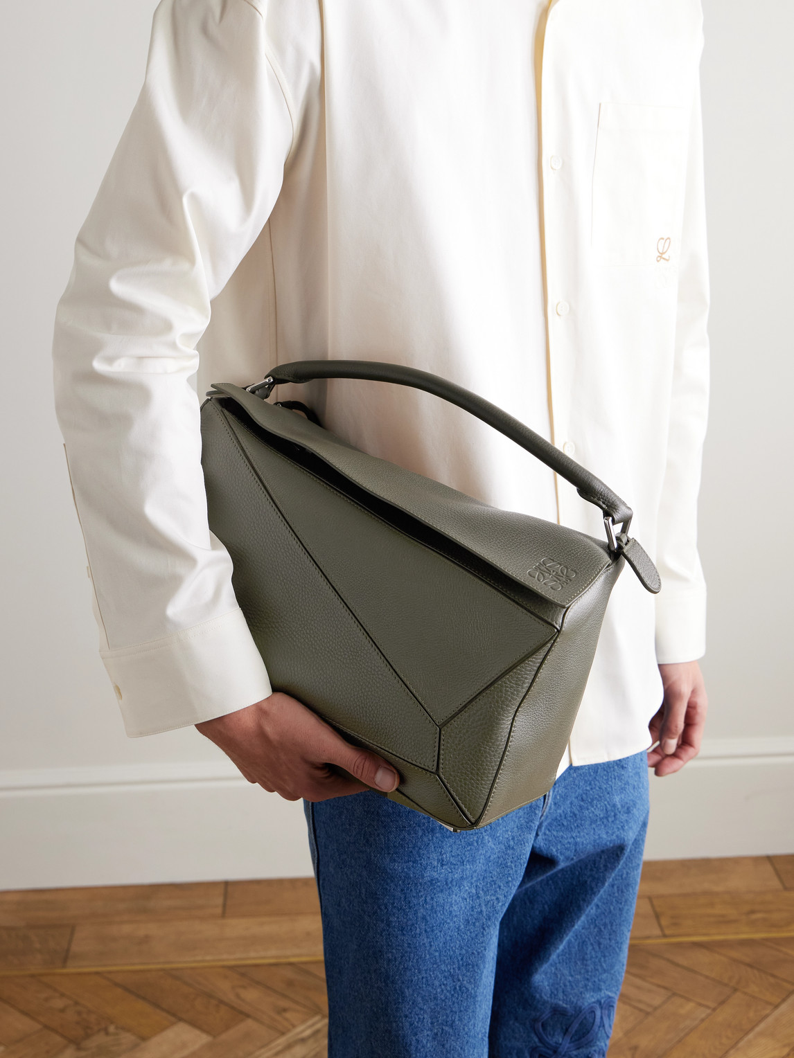 Loewe Puzzle Edge Large Logo-debossed Full-grain Leather Messenger Bag ...