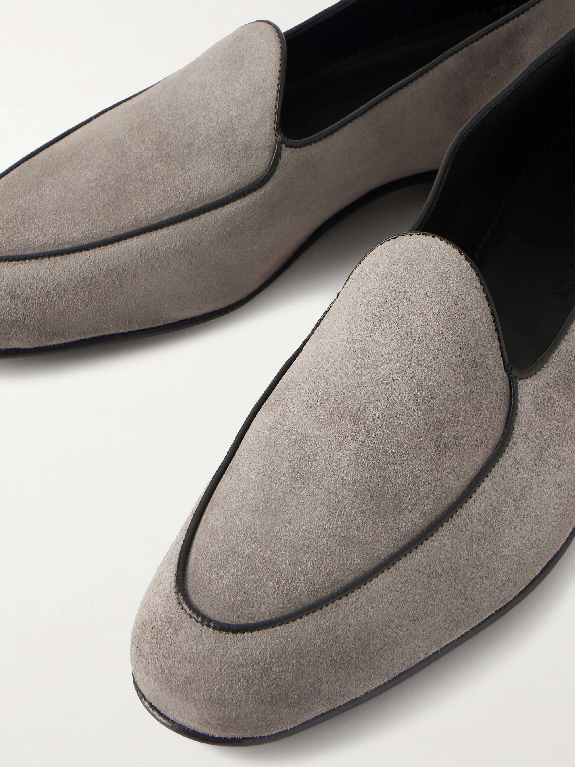 MANOLO BLAHNIK Modena Leather-Trimmed Suede Loafers for Men | MR PORTER