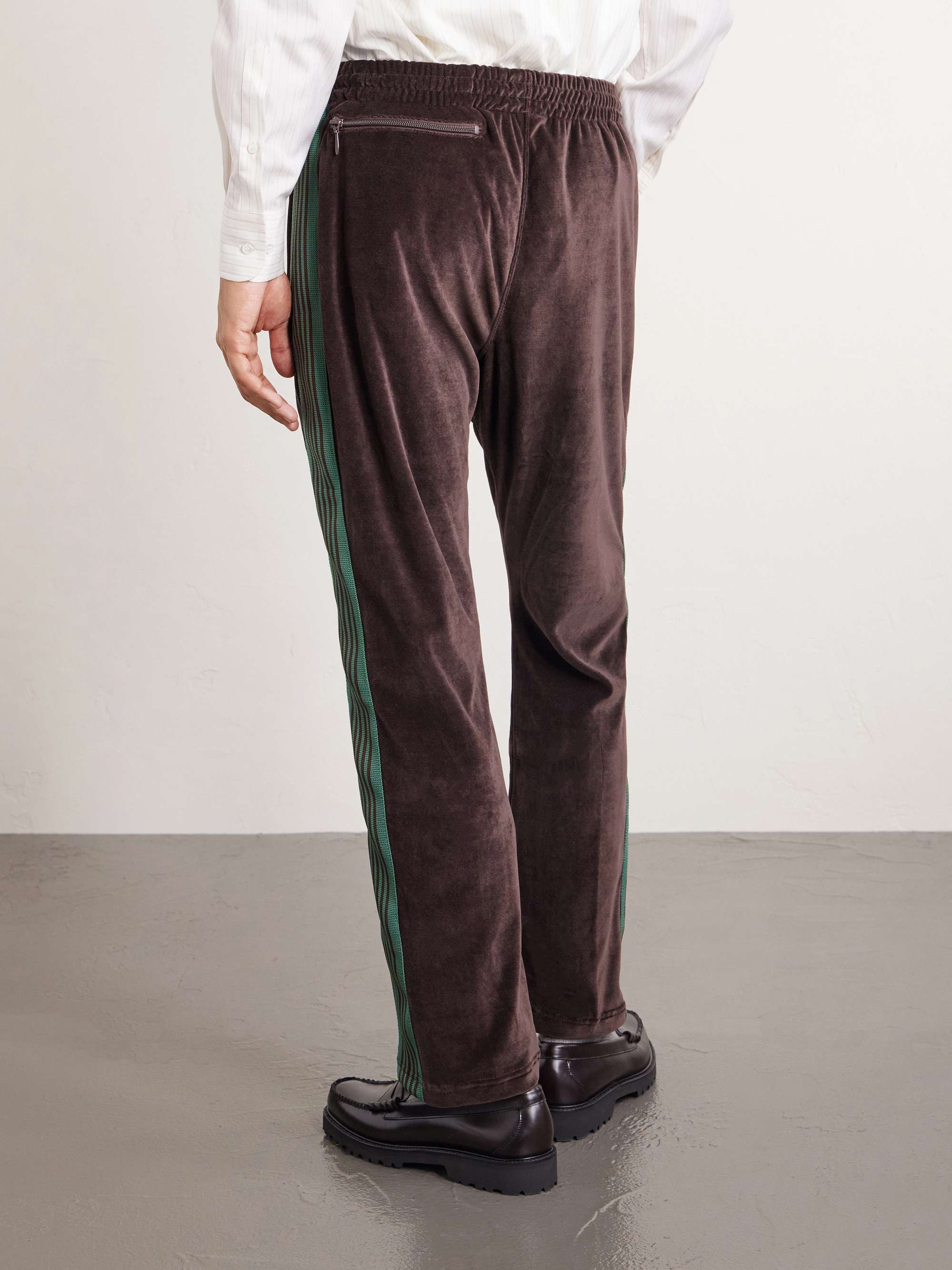 NEEDLES Bootcut Logo-Embroidered Striped Velour Track Pants for Men ...