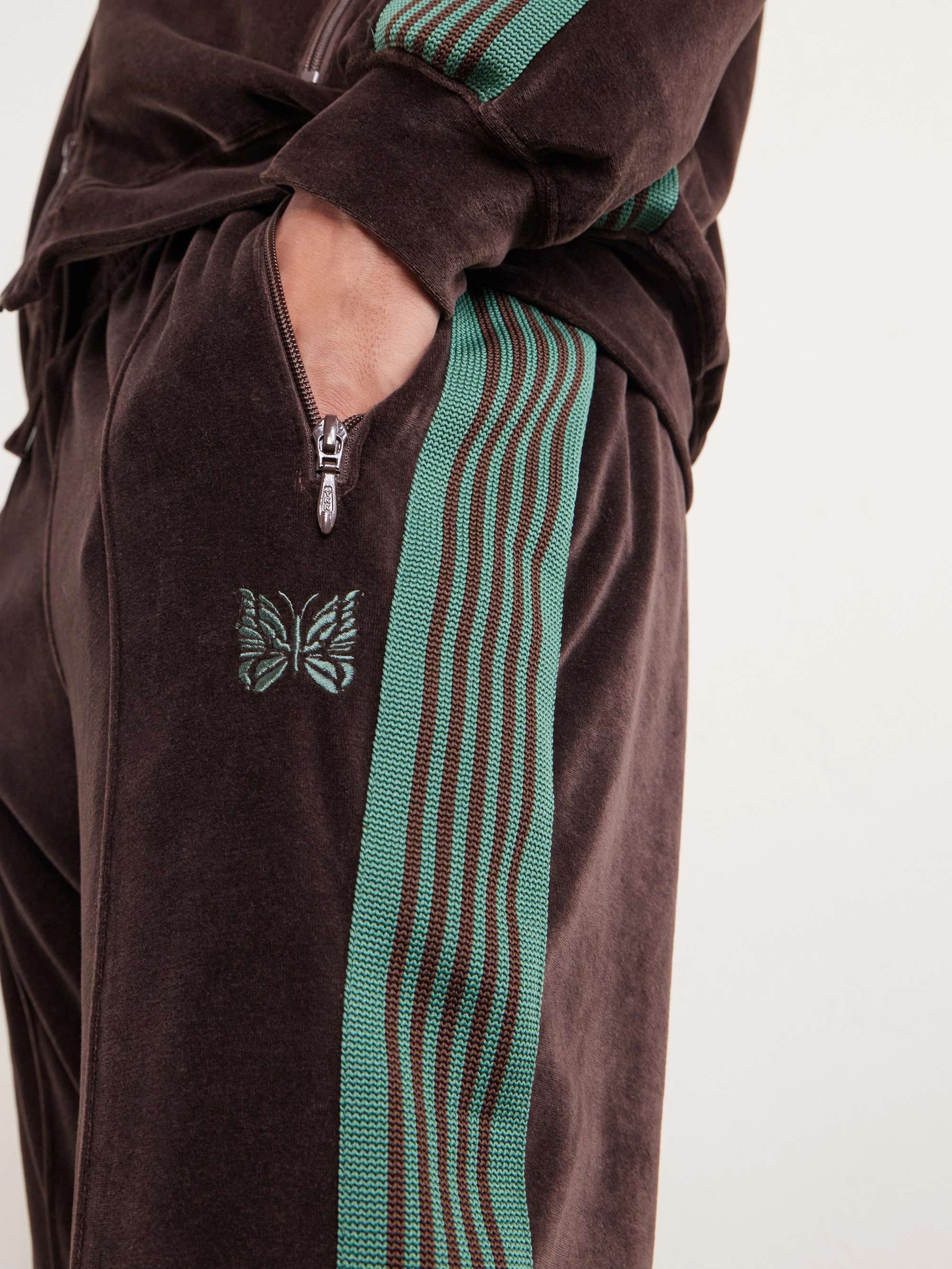 NEEDLES Bootcut Logo-Embroidered Striped Velour Track Pants for Men ...