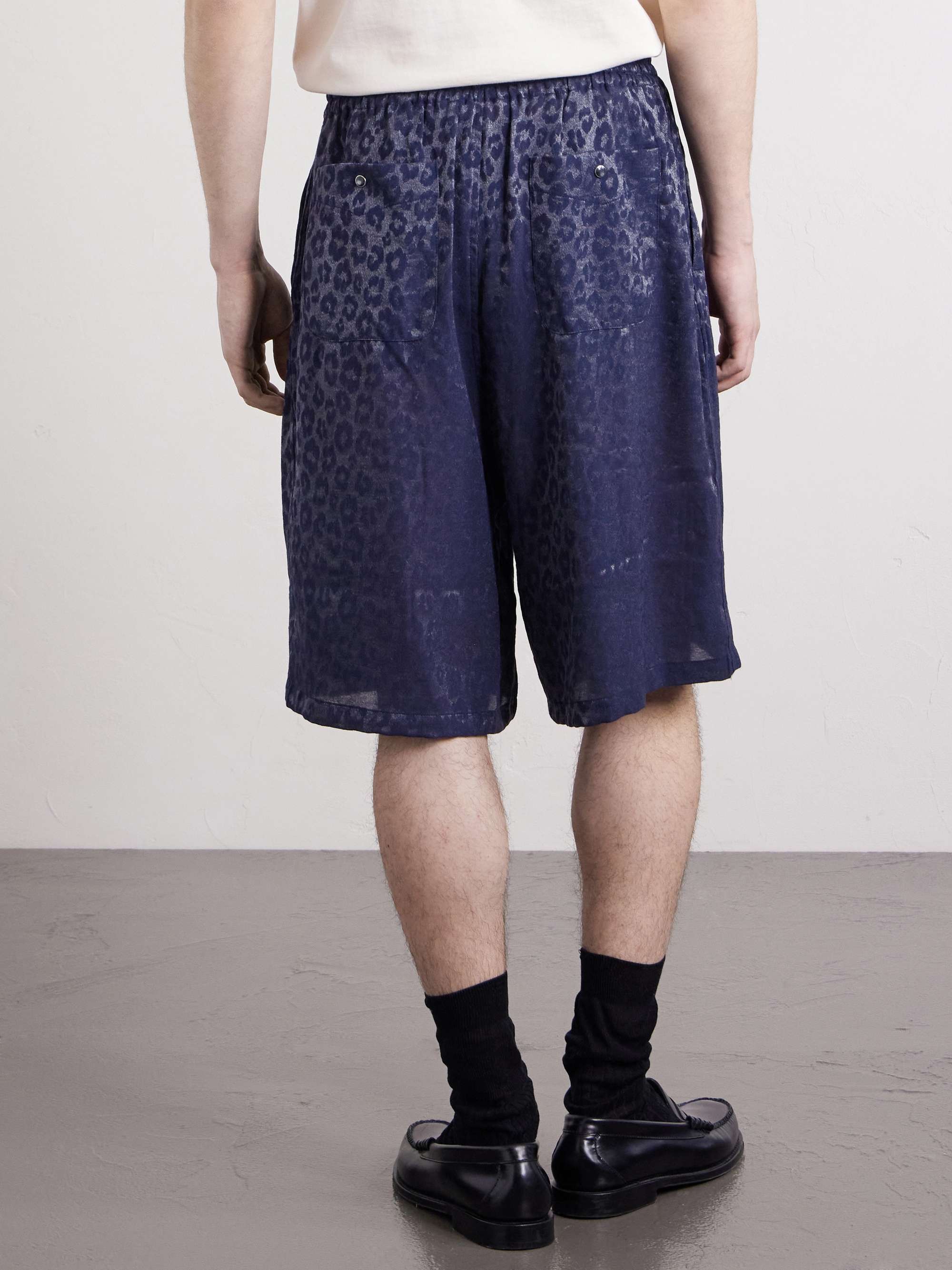 NEEDLES H.D. Straight-Leg Leopard-Jacquard Drawstring Shorts for Men ...