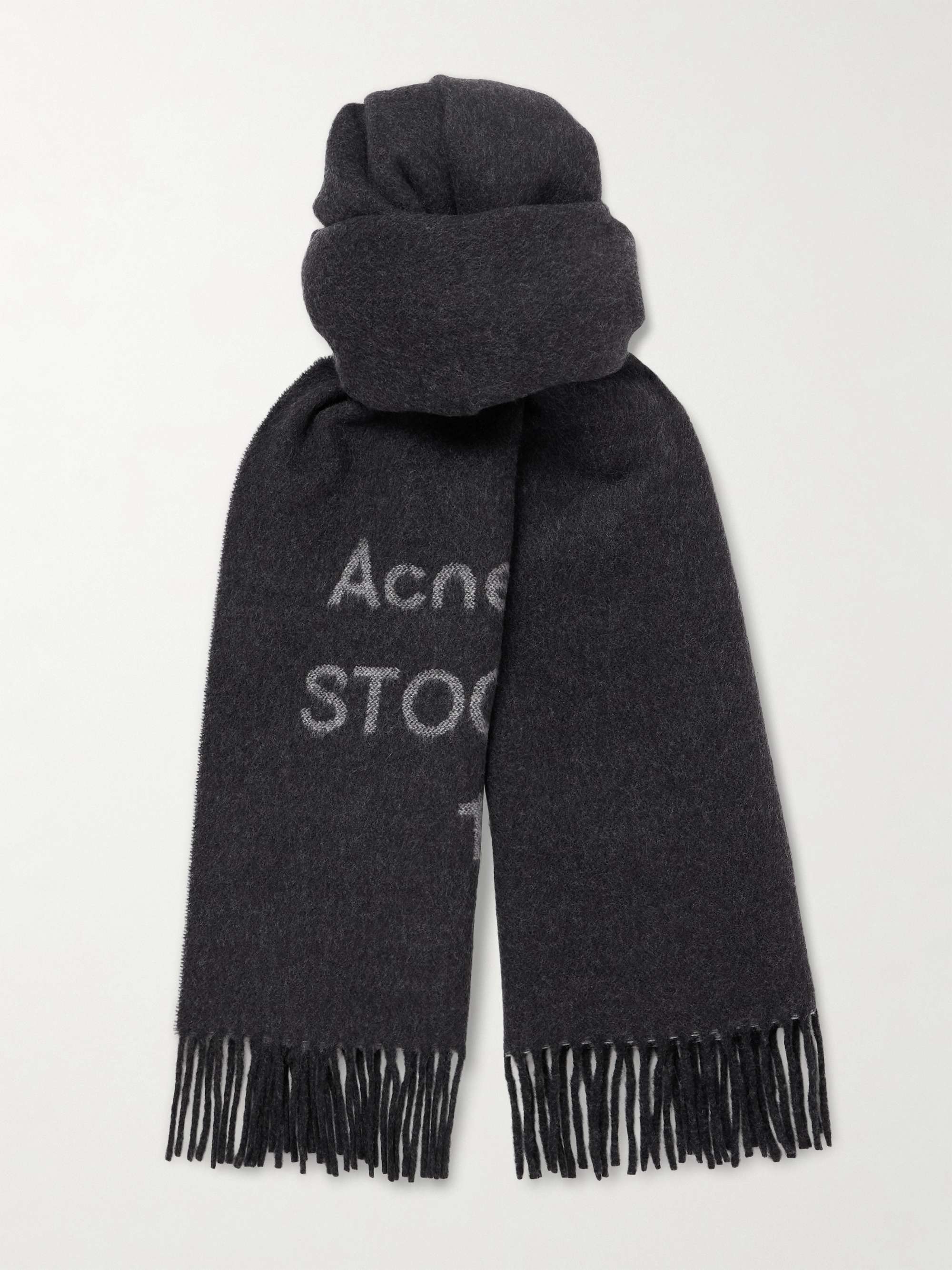 ACNE STUDIOS Venus 1996 Logo-Jacquard Fringed Wool Scarf for Men | MR ...