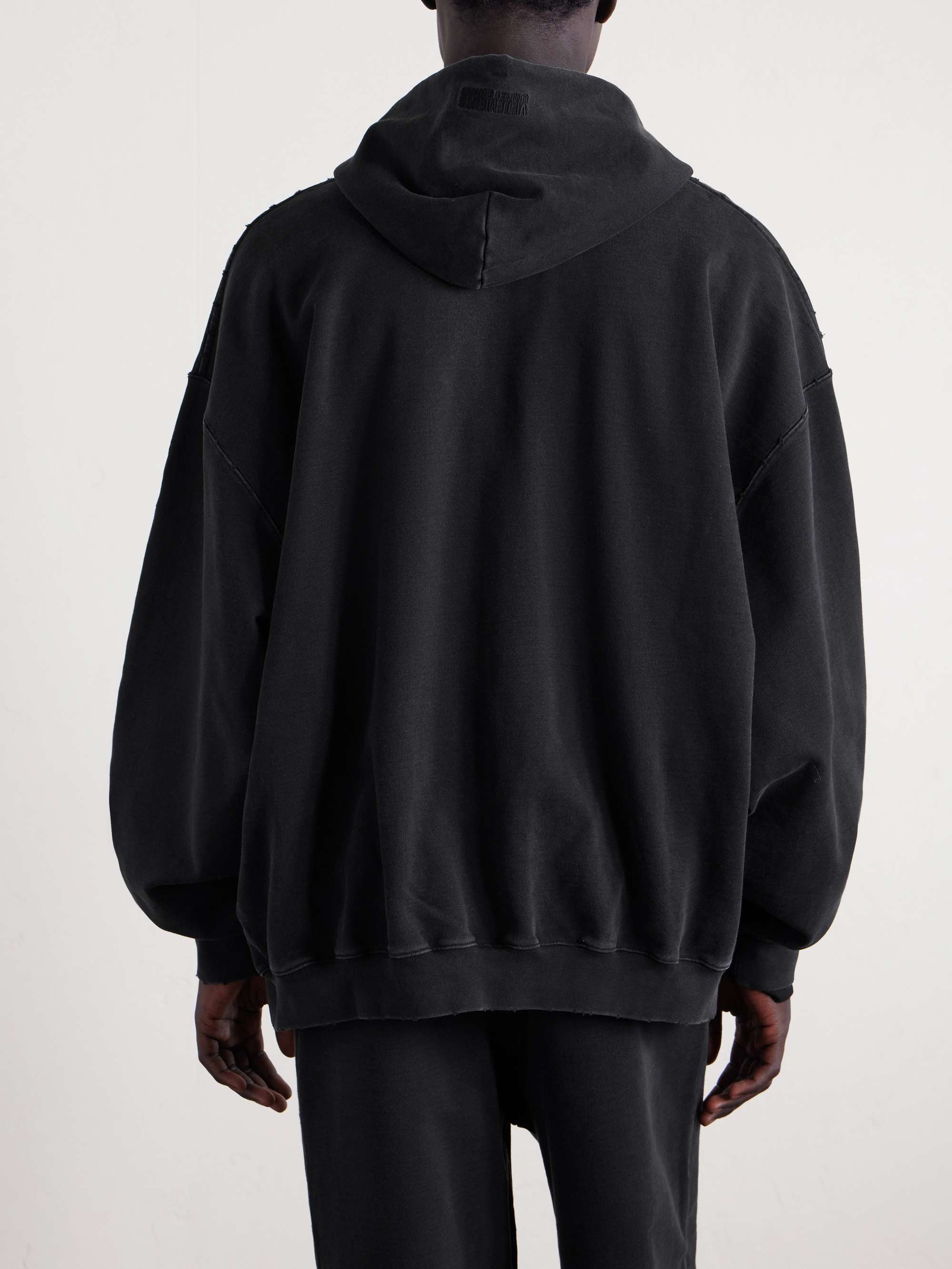 VETEMENTS Logo-Embroidered Cotton-Jersey Zip-Up Hoodie for Men | MR PORTER