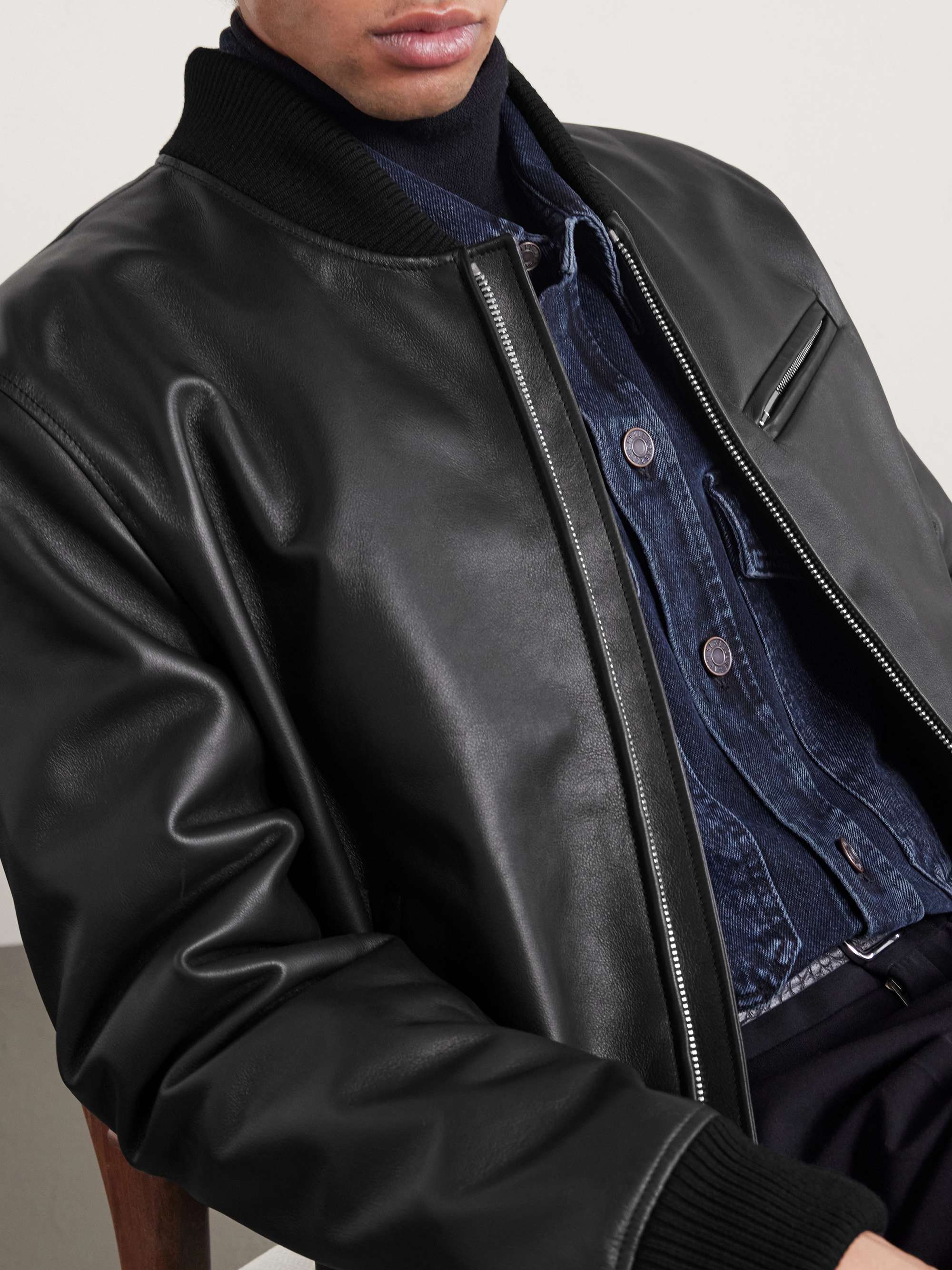 GABRIELA HEARST Gregory Leather Bomber Jacket for Men | MR PORTER