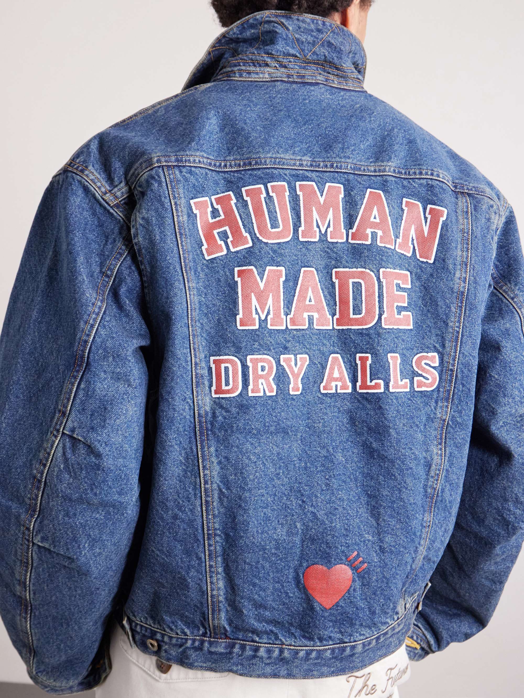 HUMAN MADE Corduroy-Trimmed Logo-Embroidered Denim Jacket for Men | MR ...
