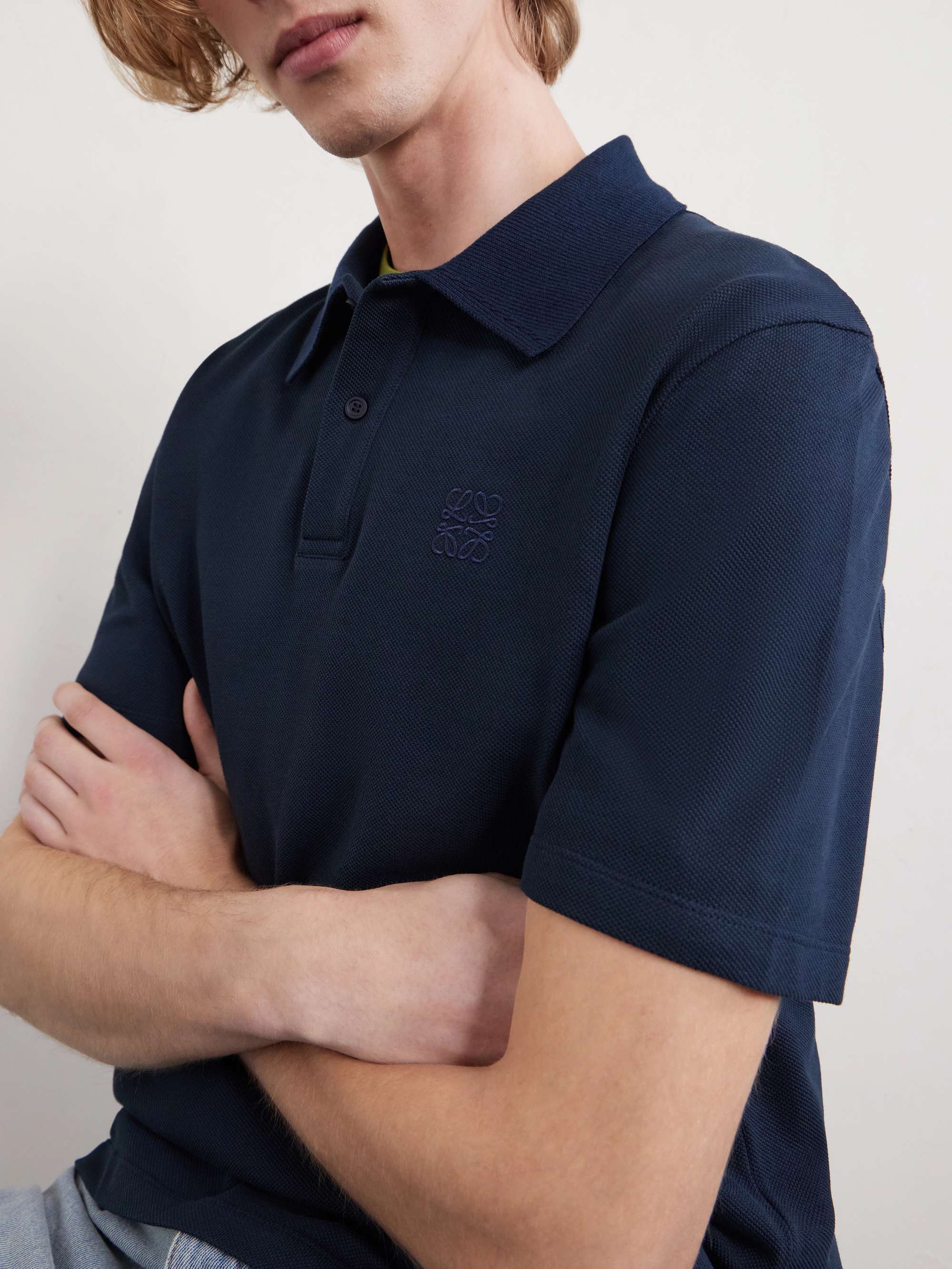 LOEWE Slim-Fit Logo-Embroidered Cotton-Piqué Polo Shirt for Men | MR PORTER