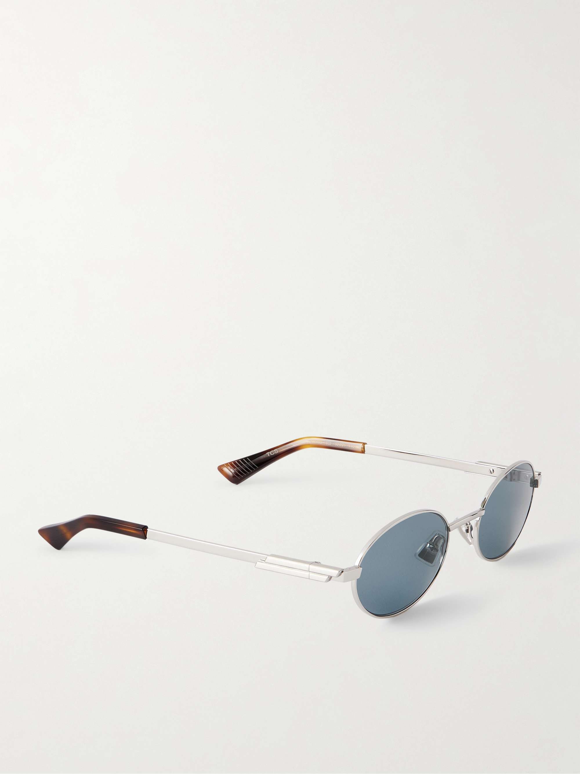 BOTTEGA VENETA EYEWEAR Stretch Panthos Oval-Frame Silver-Tone ...