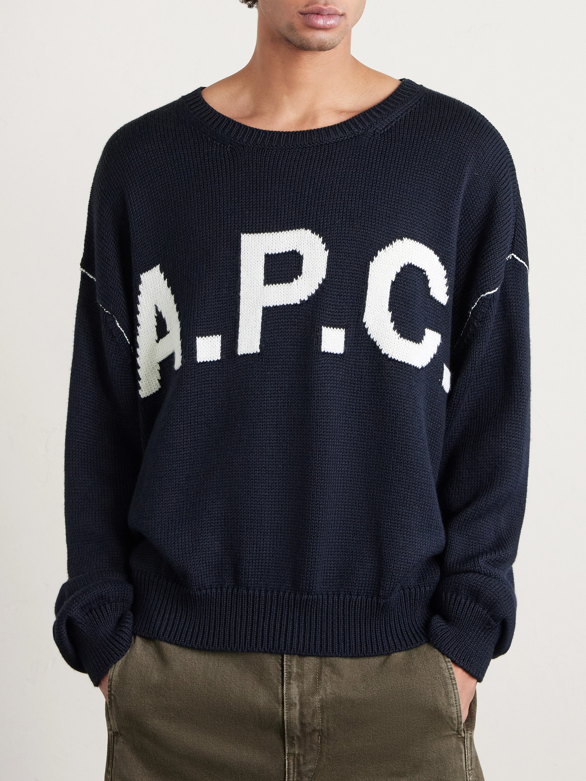 A.P.C. - Logo-Intarsia Wool-Blend Sweater - Curated Menswear