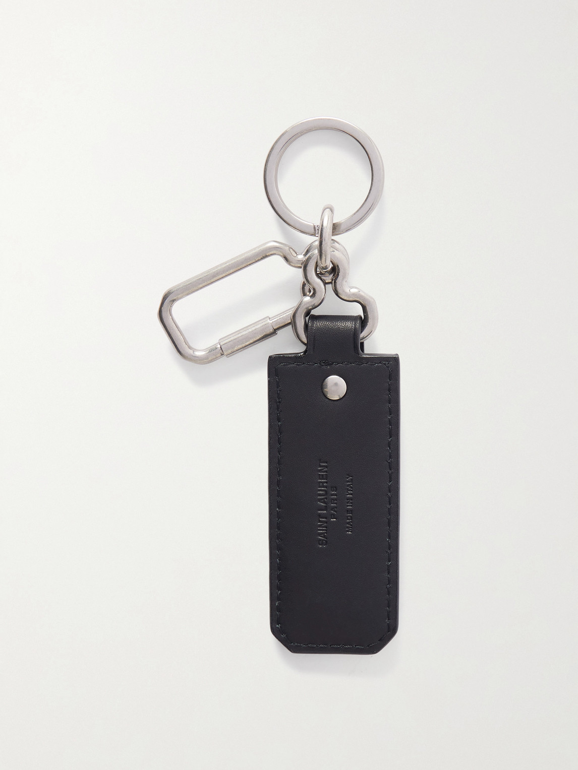 SAINT LAURENT - Cassandre Leather and Silver-Tone Key Fob - Curated ...