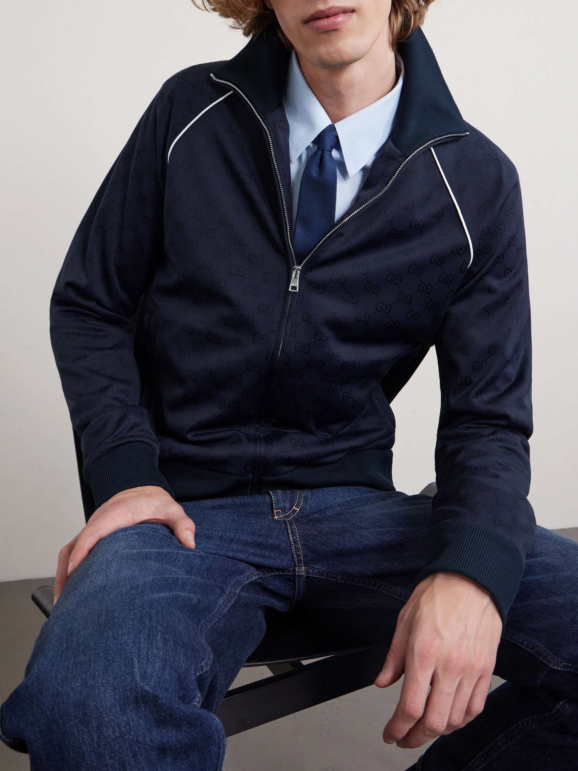 GUCCI Logo-Jacquard Tech-Jersey Track Jacket for Men | MR PORTER