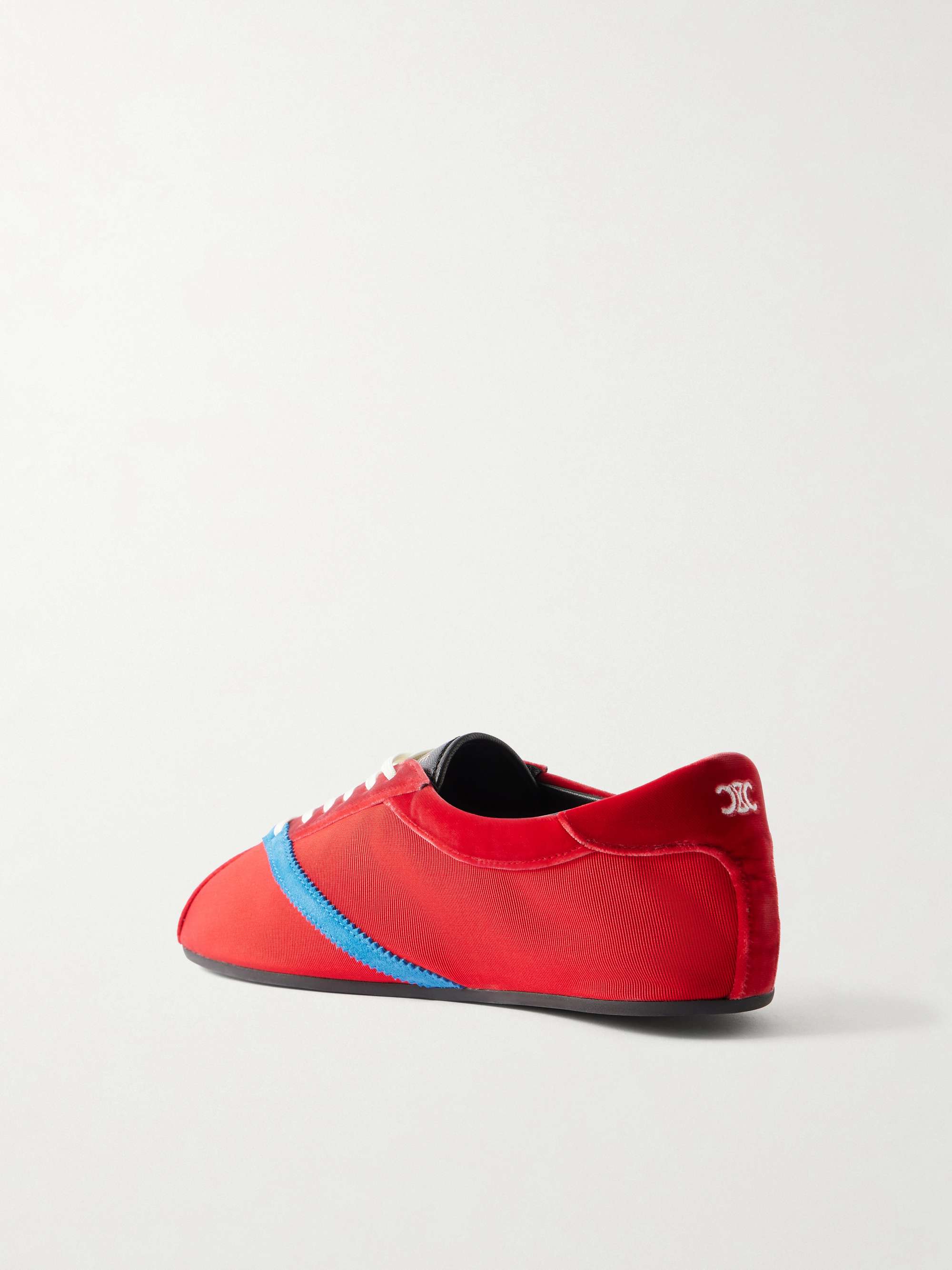 CELINE Velvet, Suede and Leather-Trimmed Stretch-Knit Sneakers for Men ...