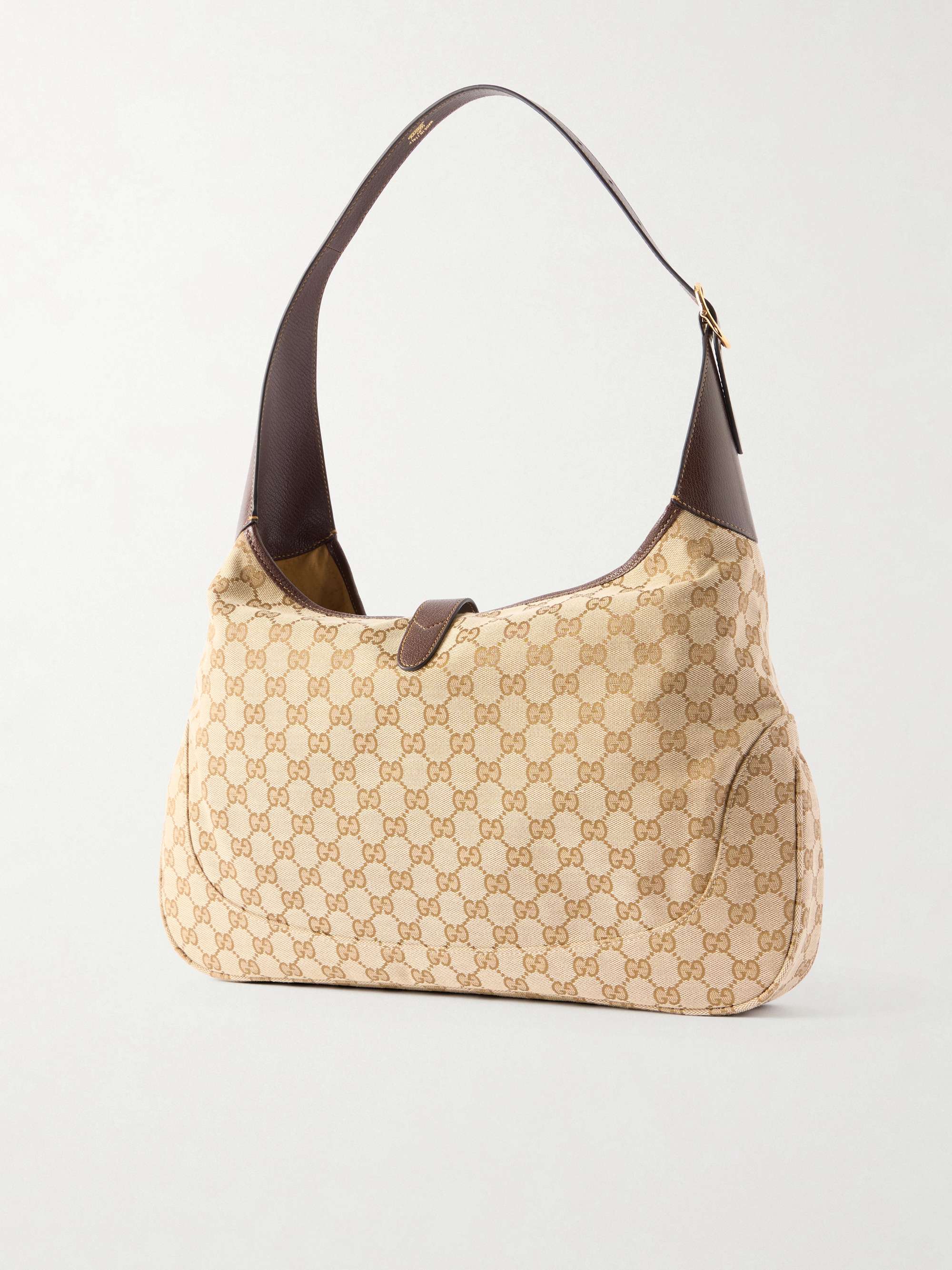 GUCCI Jackie 1961 Large Leather-Trimmed Monogrammed Canvas Messenger ...