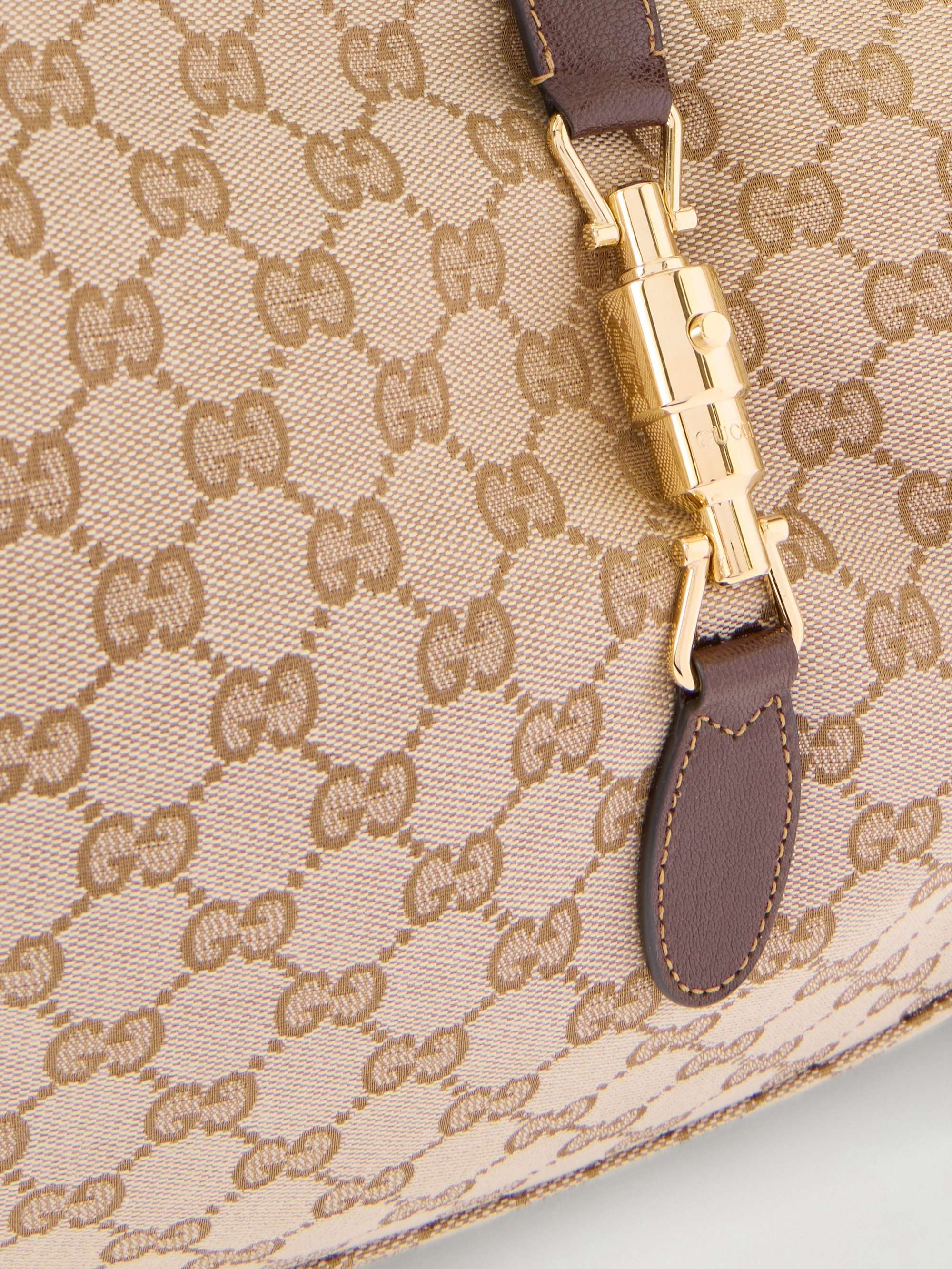 GUCCI Jackie 1961 Large Leather-Trimmed Monogrammed Canvas Messenger ...