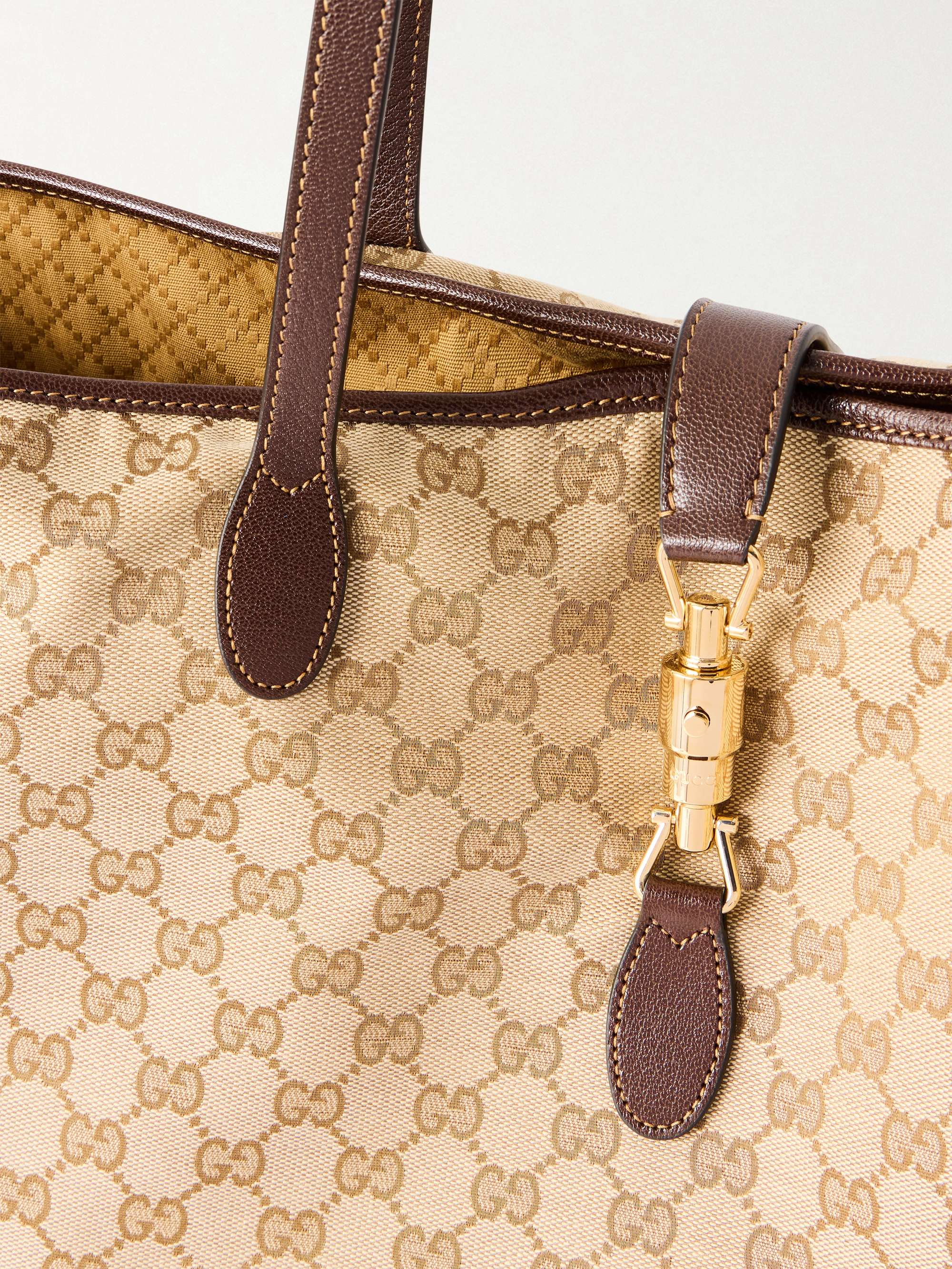 GUCCI Jackie Large Leather-Trimmed Monogrammed Canvas Tote Bag for Men ...