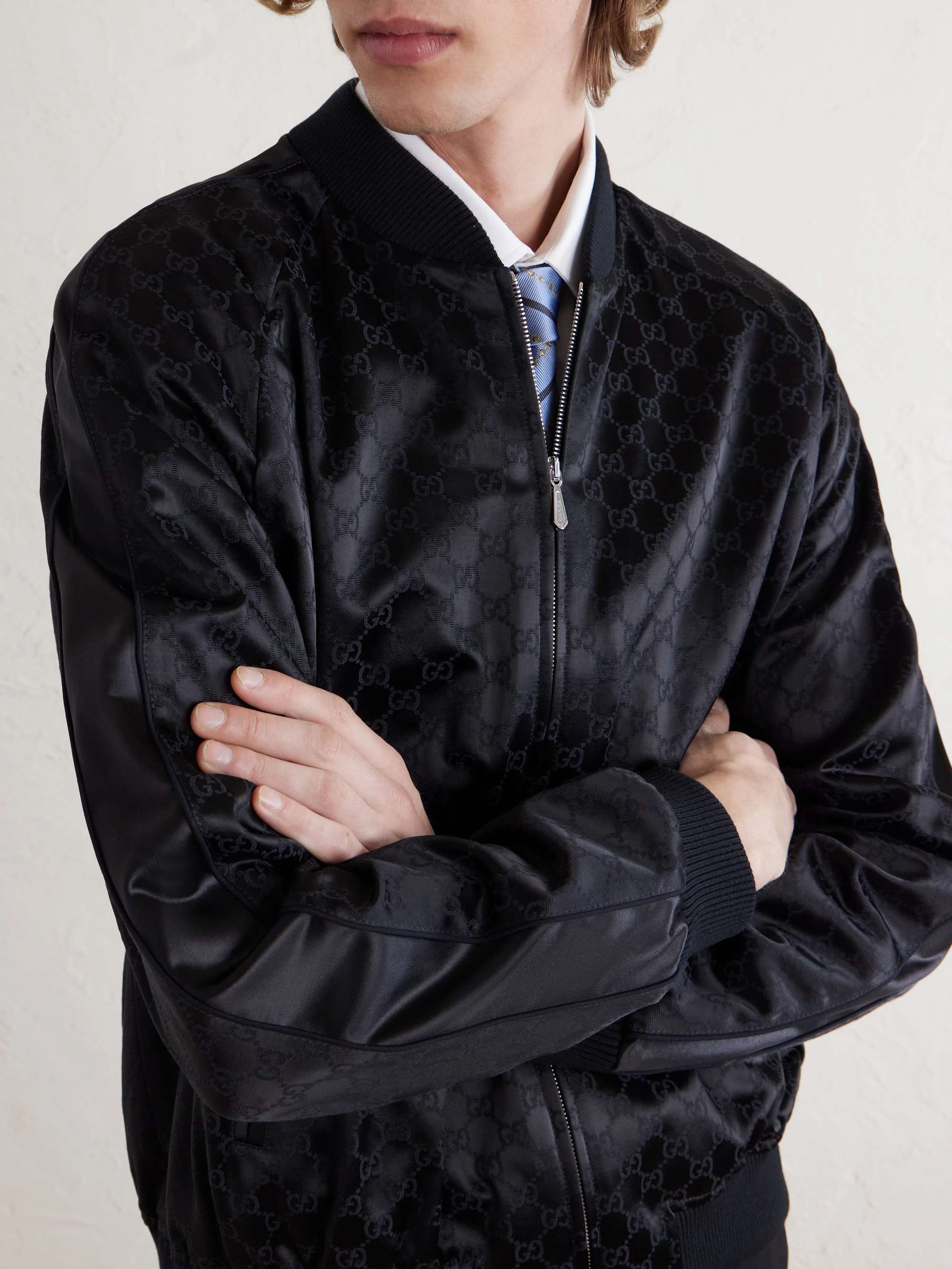GUCCI Monogrammed Cotton-Blend Satin Jacket for Men | MR PORTER