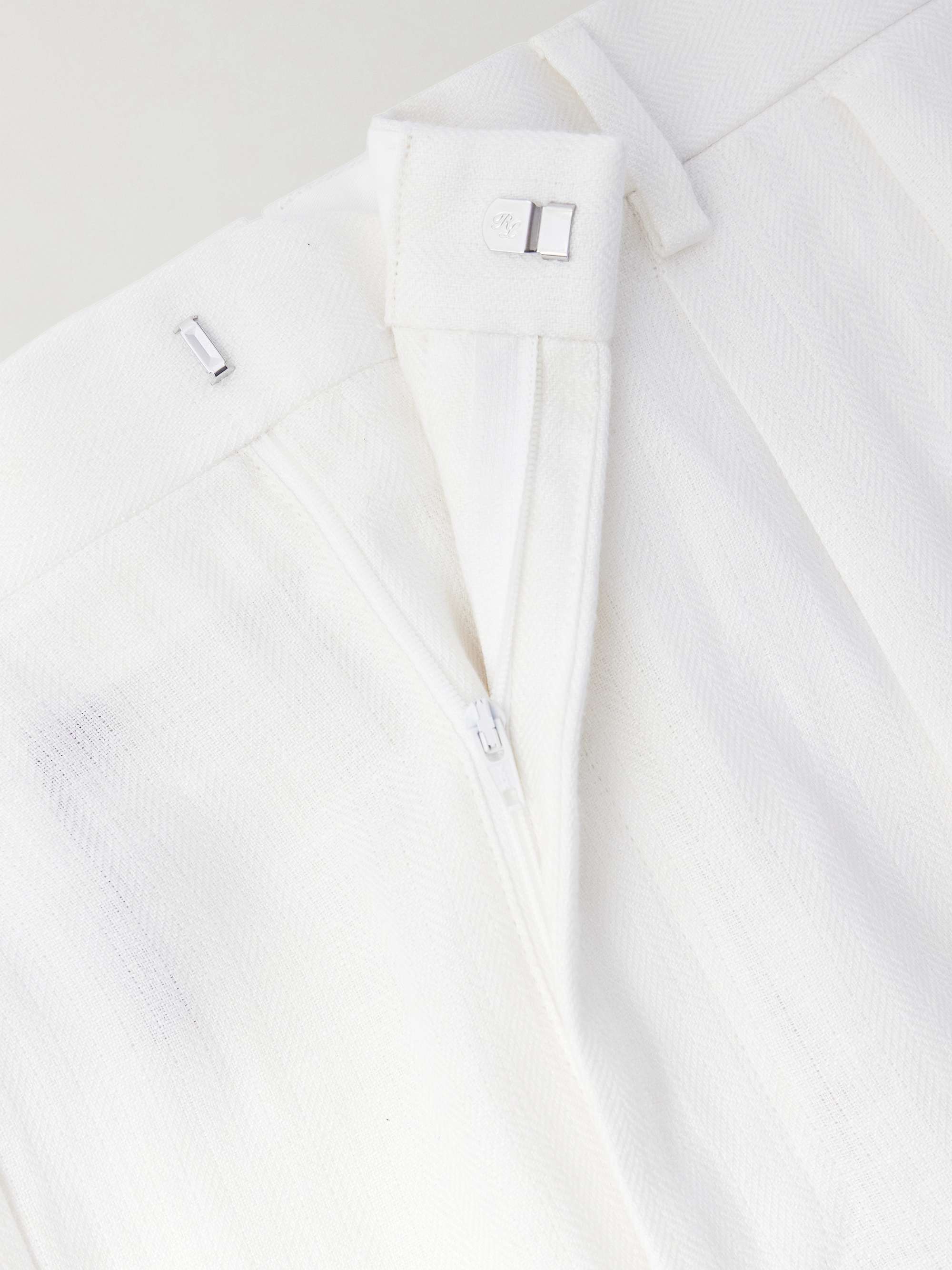 RALPH LAUREN PURPLE LABEL Straight-Leg Pleated Herringbone Linen ...