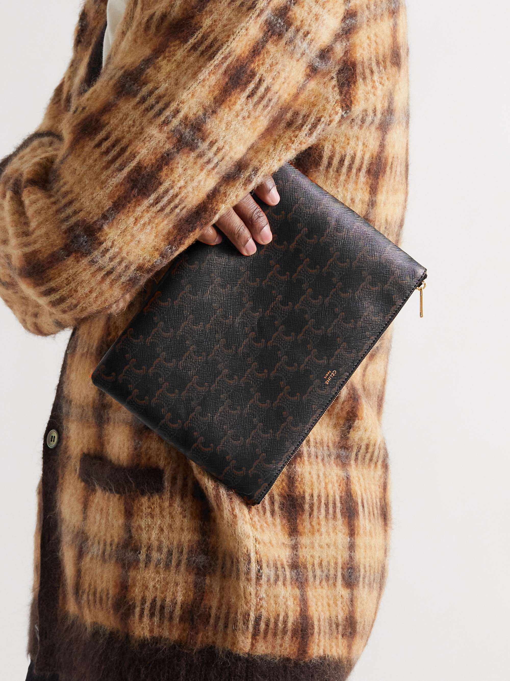 CELINE HOMME Triomphe Logo-Print Coated-Canvas Pouch for Men | MR PORTER