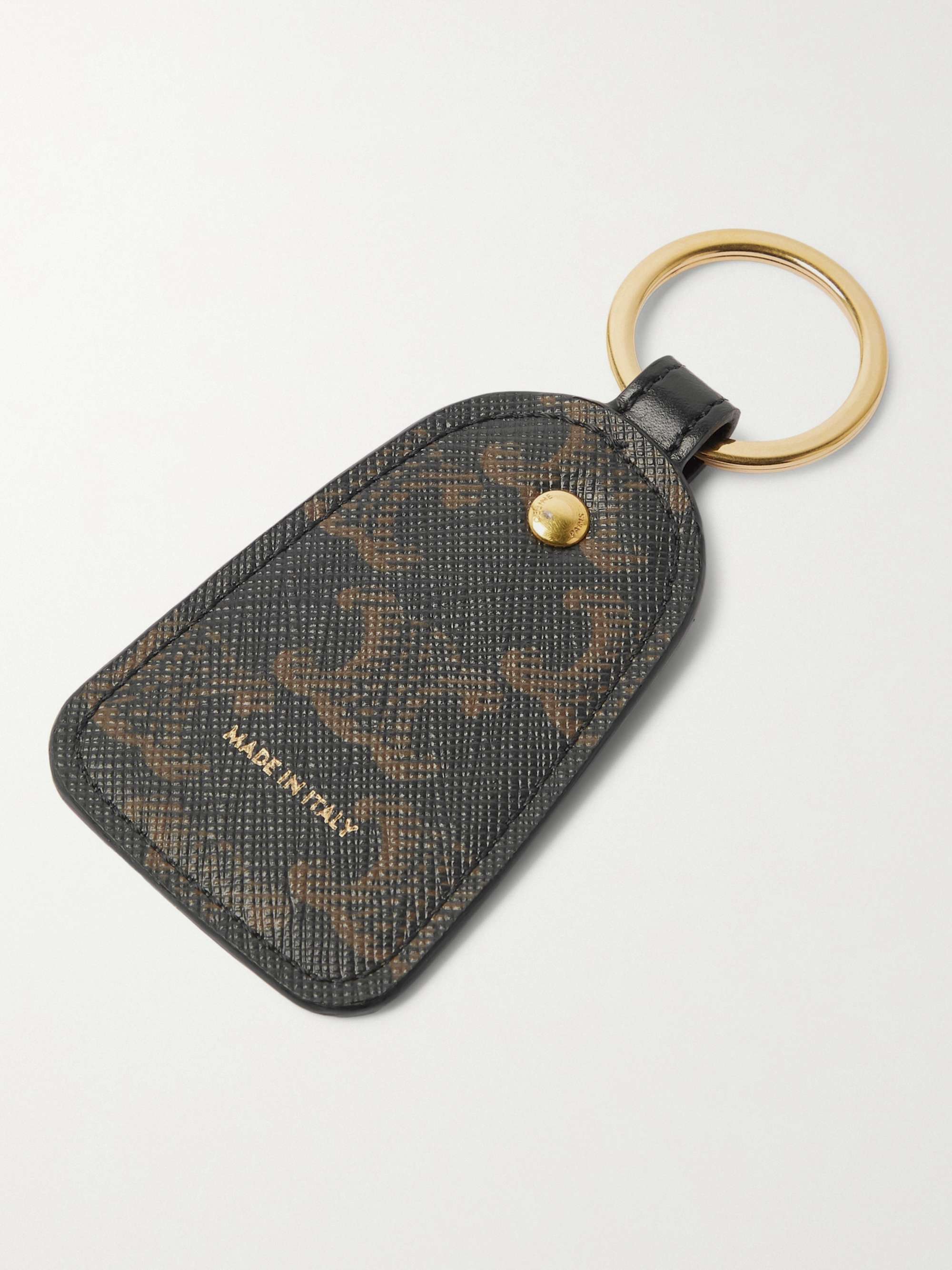 CELINE HOMME Leather-Trimmed Monogrammed Coated-Canvas Key Ring for Men ...