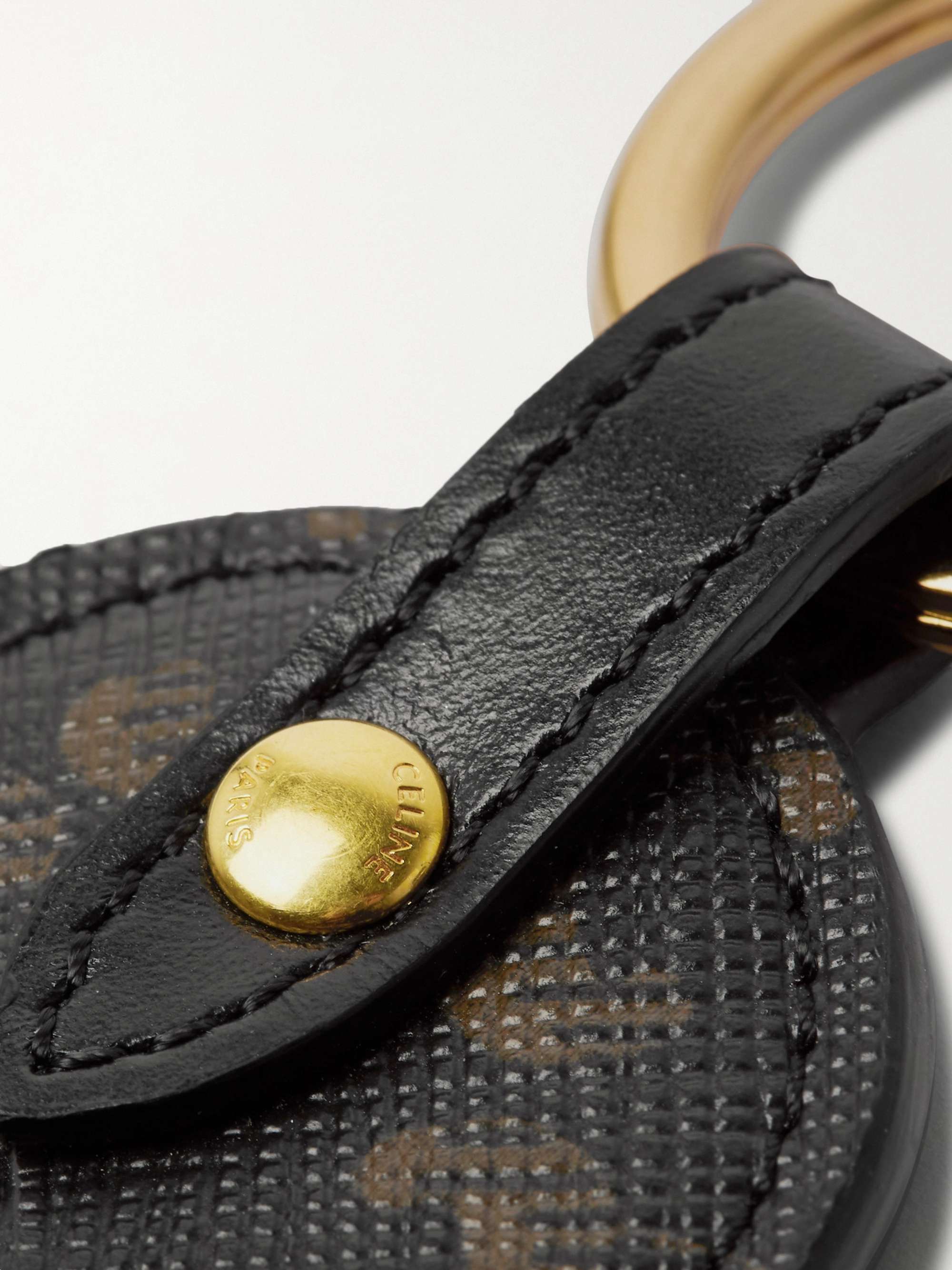 CELINE HOMME Leather-Trimmed Monogrammed Coated-Canvas Key Ring for Men ...