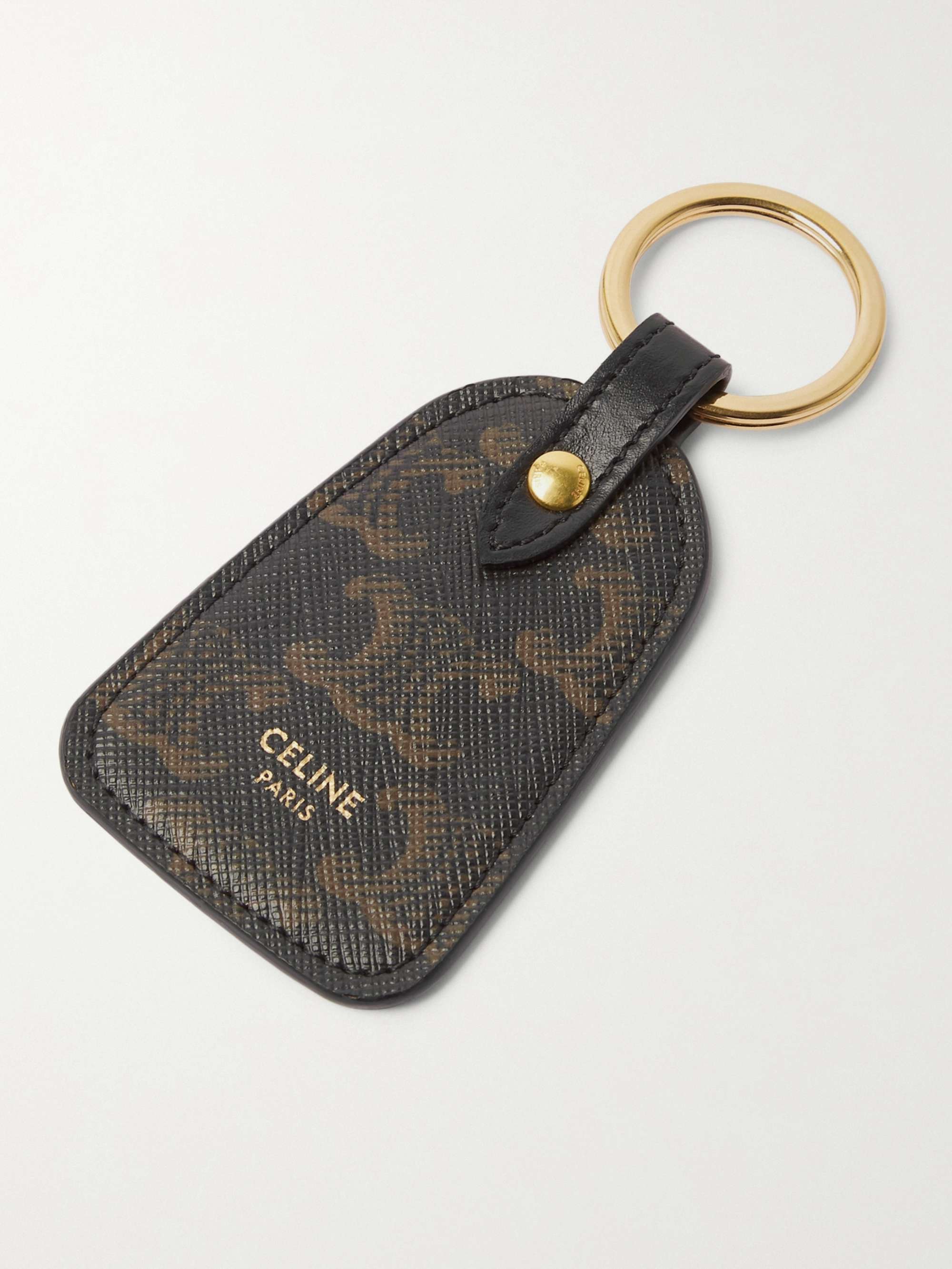 CELINE HOMME Leather-Trimmed Monogrammed Coated-Canvas Key Ring for Men ...
