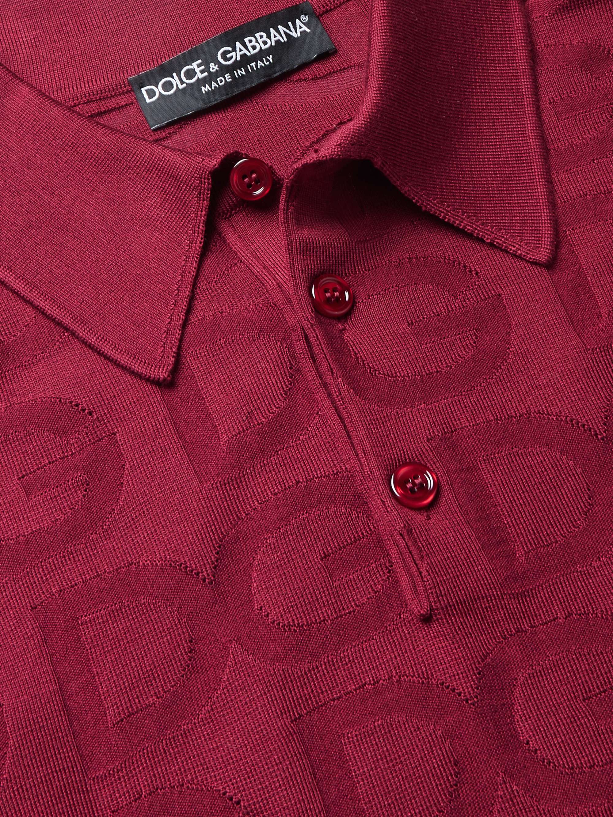 Dolce And Gabbana Slim Fit Logo Jacquard Silk Polo Shirt For Men Mr Porter