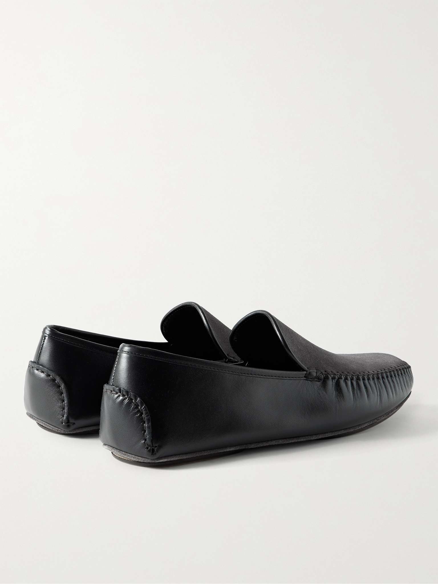 MANOLO BLAHNIK Mayfair Leather and Suede Slippers for Men | MR PORTER