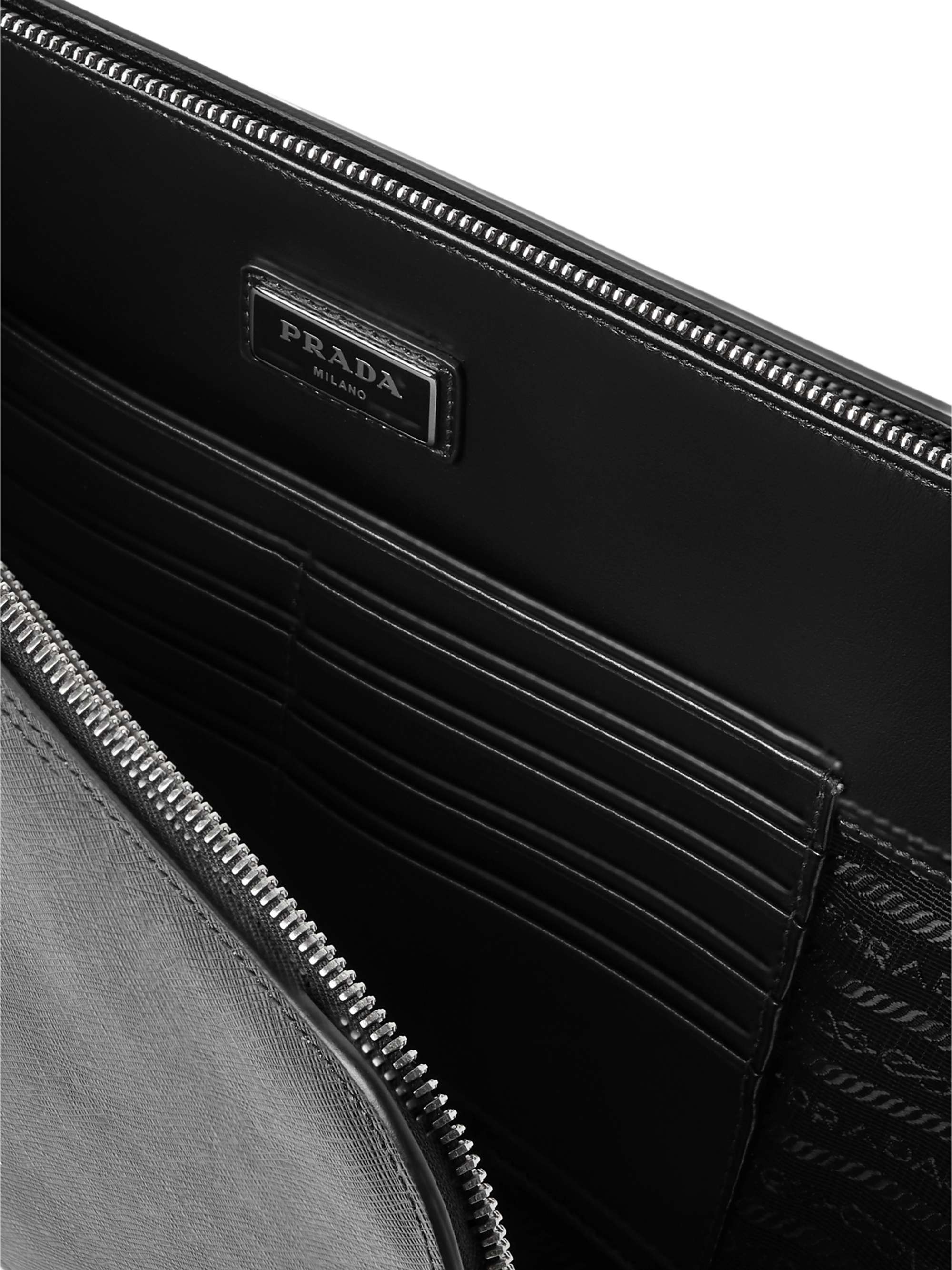 PRADA Logo-Print Saffiano Leather Zip-Around Pouch for Men | MR PORTER
