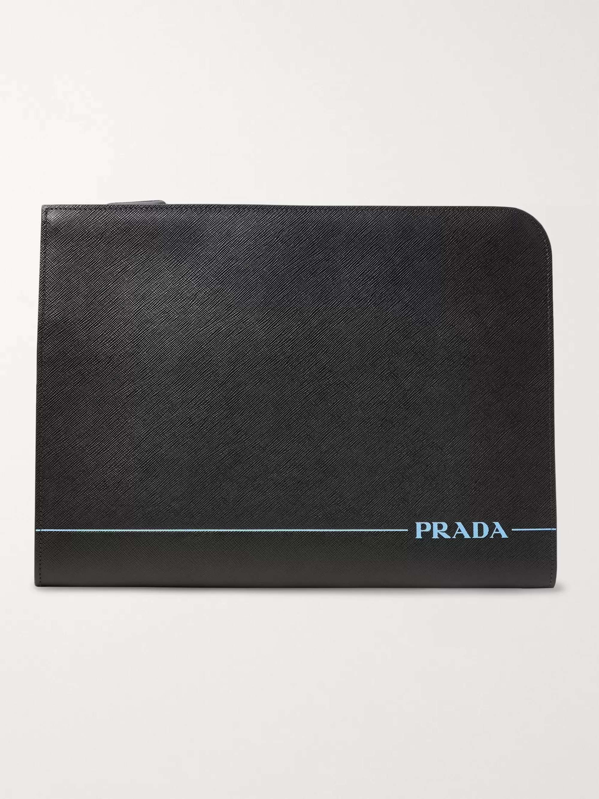 PRADA Logo-Print Saffiano Leather Zip-Around Pouch for Men | MR PORTER