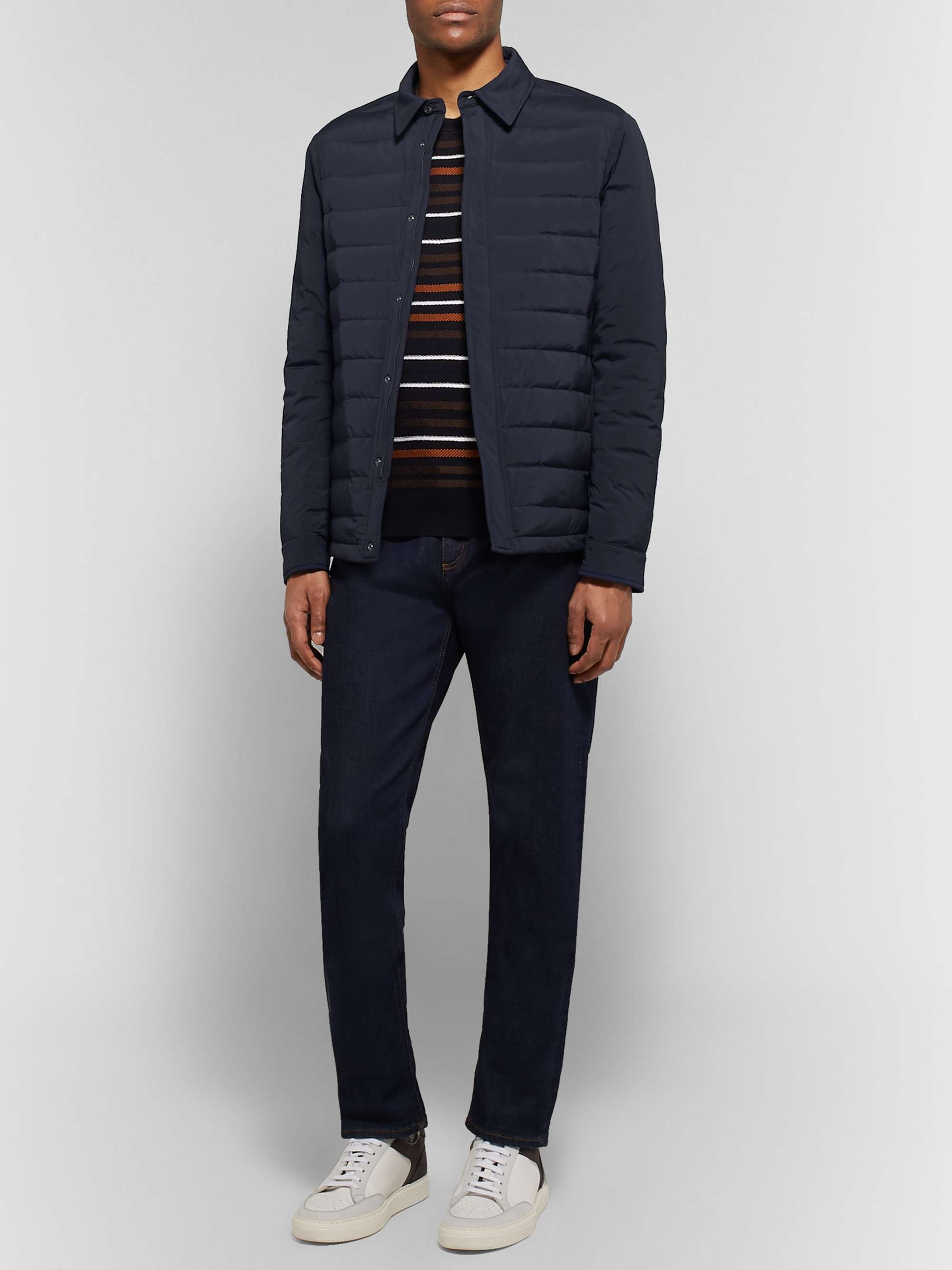ZEGNA Leather-Trimmed Quilted Stretch-Shell Jacket for Men | MR PORTER